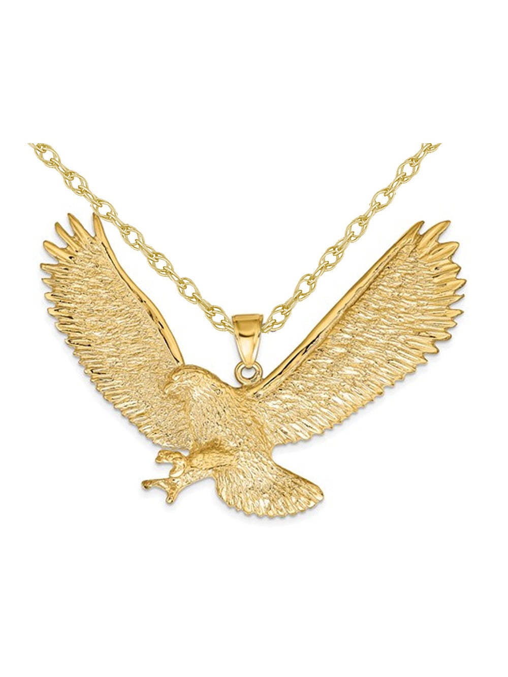 Large 14K Yellow Gold Eagle Charm Pendant Necklace with Chain - Walmart.com