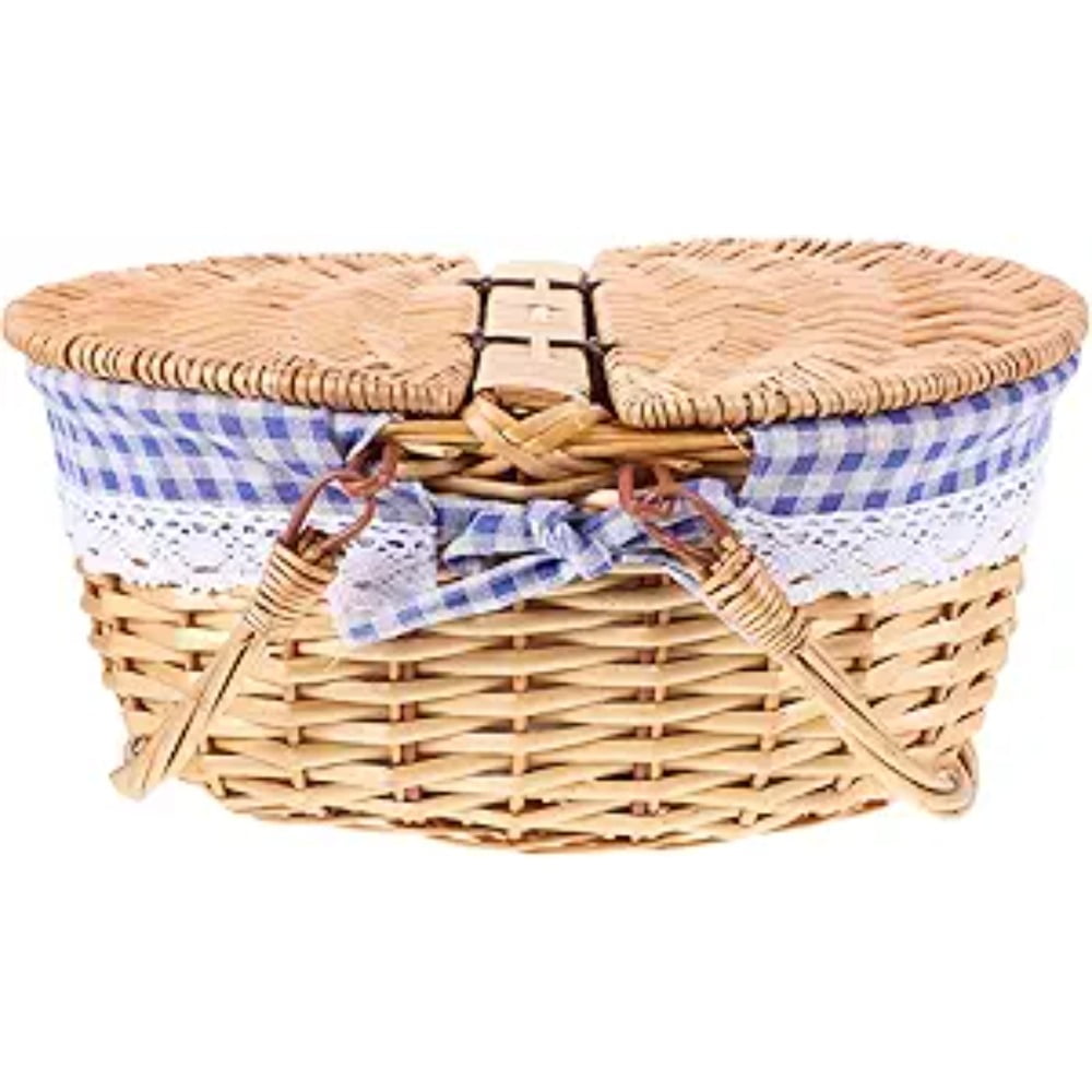 Large 15.4" Wicker Picnic Basket with Removable Liner Empty Picnic ...