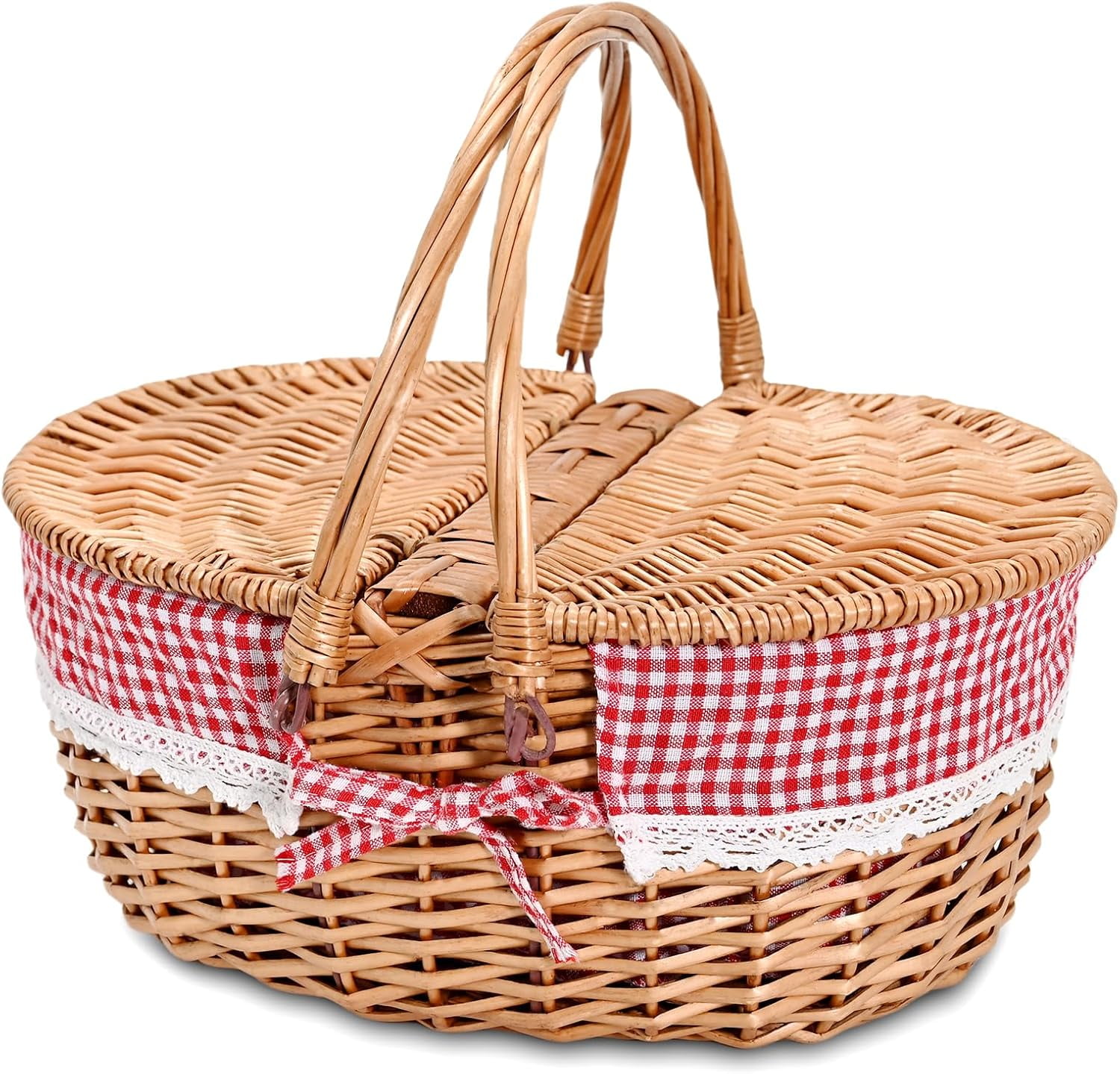 Large 15.4" Wicker Picnic Basket with Removable Liner Empty Picnic ...