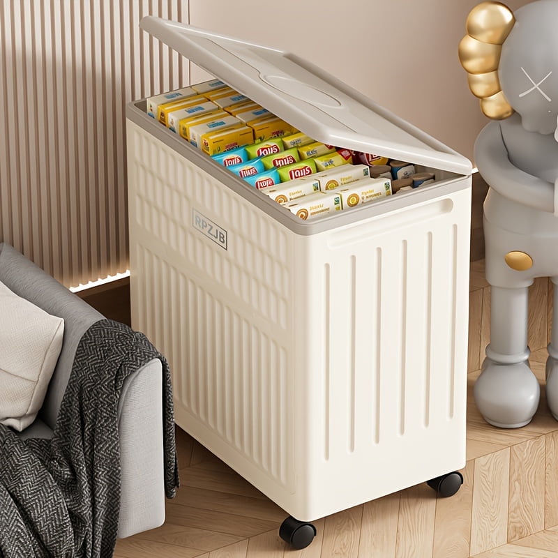Large 160L Flip-Top Storage Box with Lid Lock & Wheels, Heavy-Duty ...