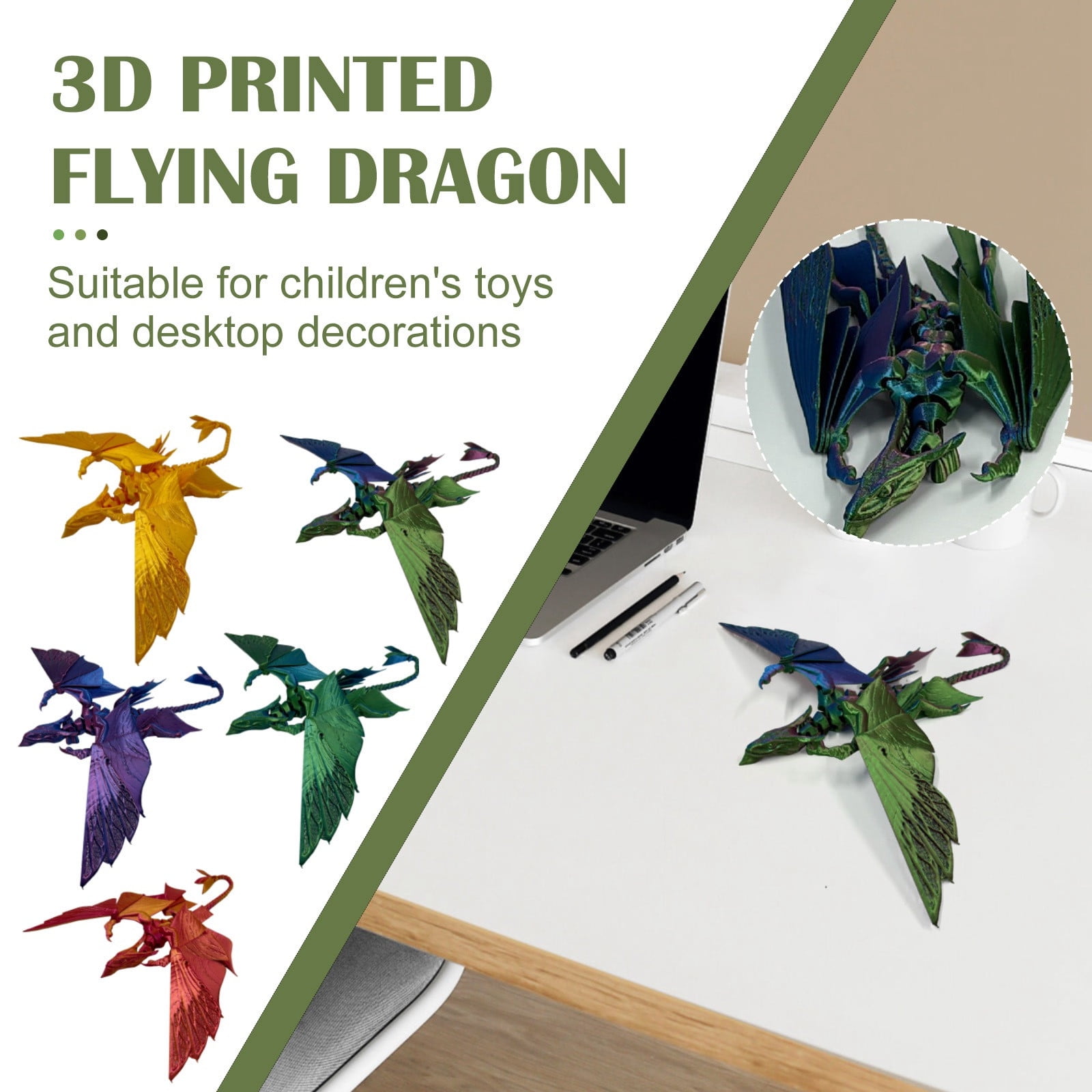 Large 16in Poseable Dragon Figure - Articulated Flying Dragon with ...