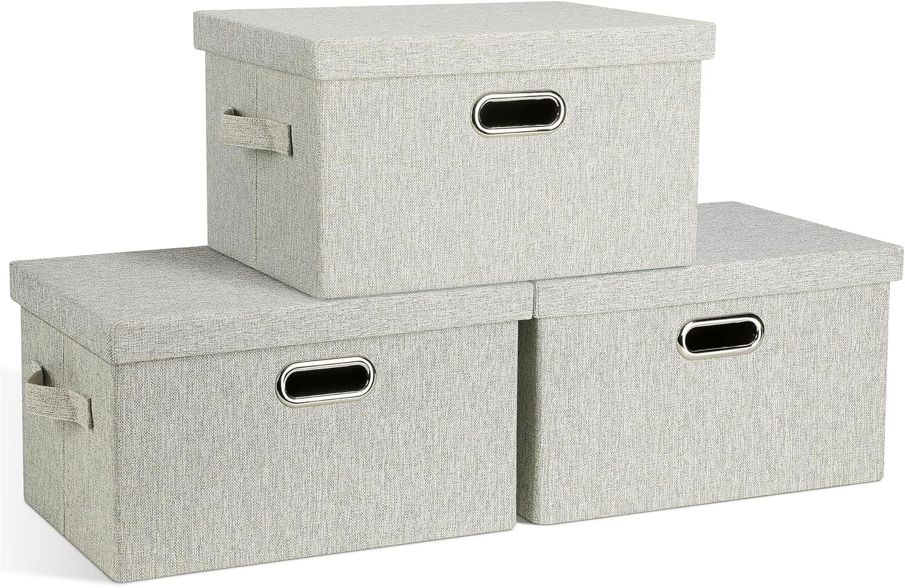 Large 17" 36 Quart Collapsible Stackable Storage Bins with Lids, 1 Pack ...