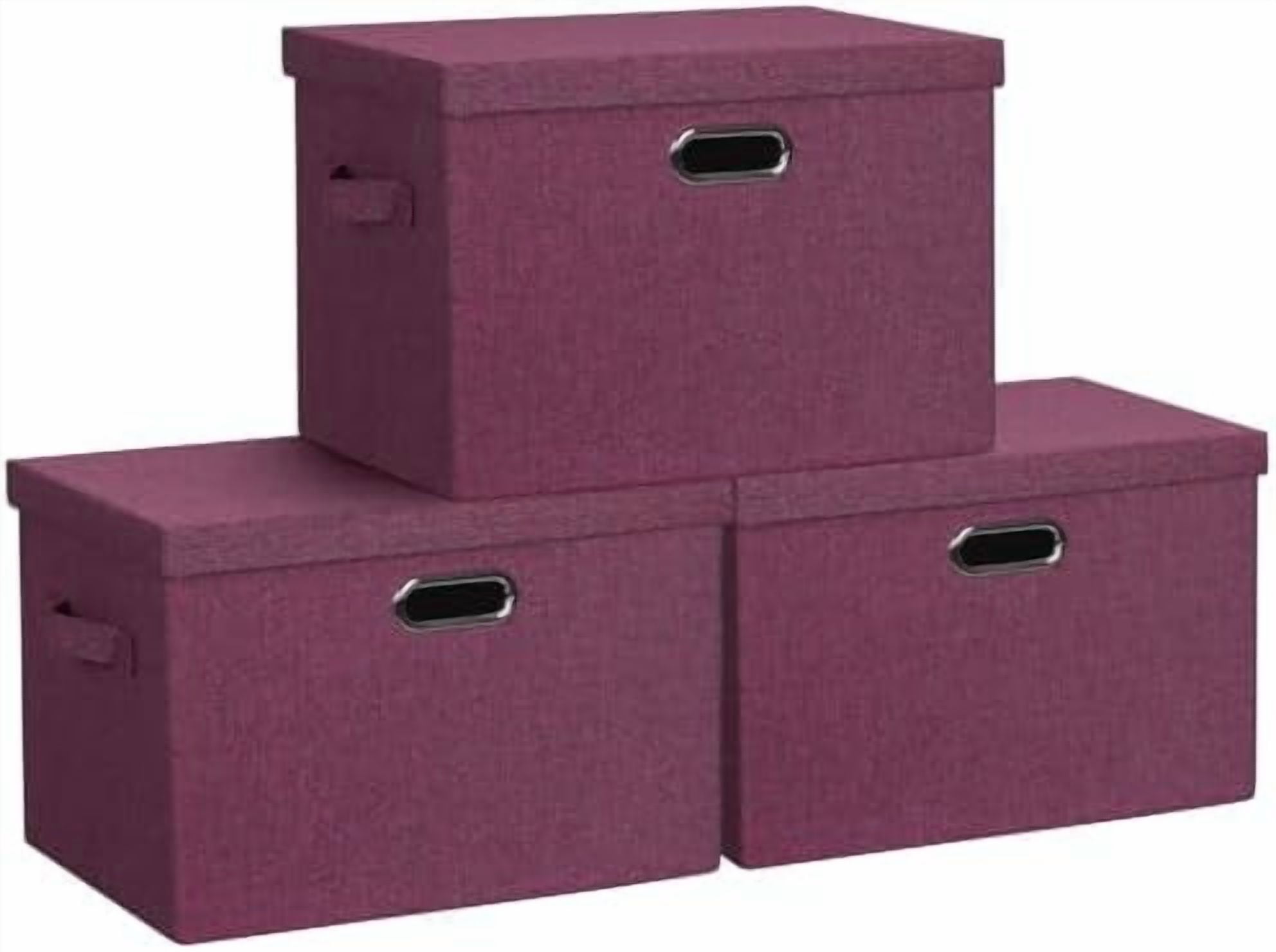 Large 17" 36 Quart Collapsible Stackable Storage Bins with Lids, 3 ...