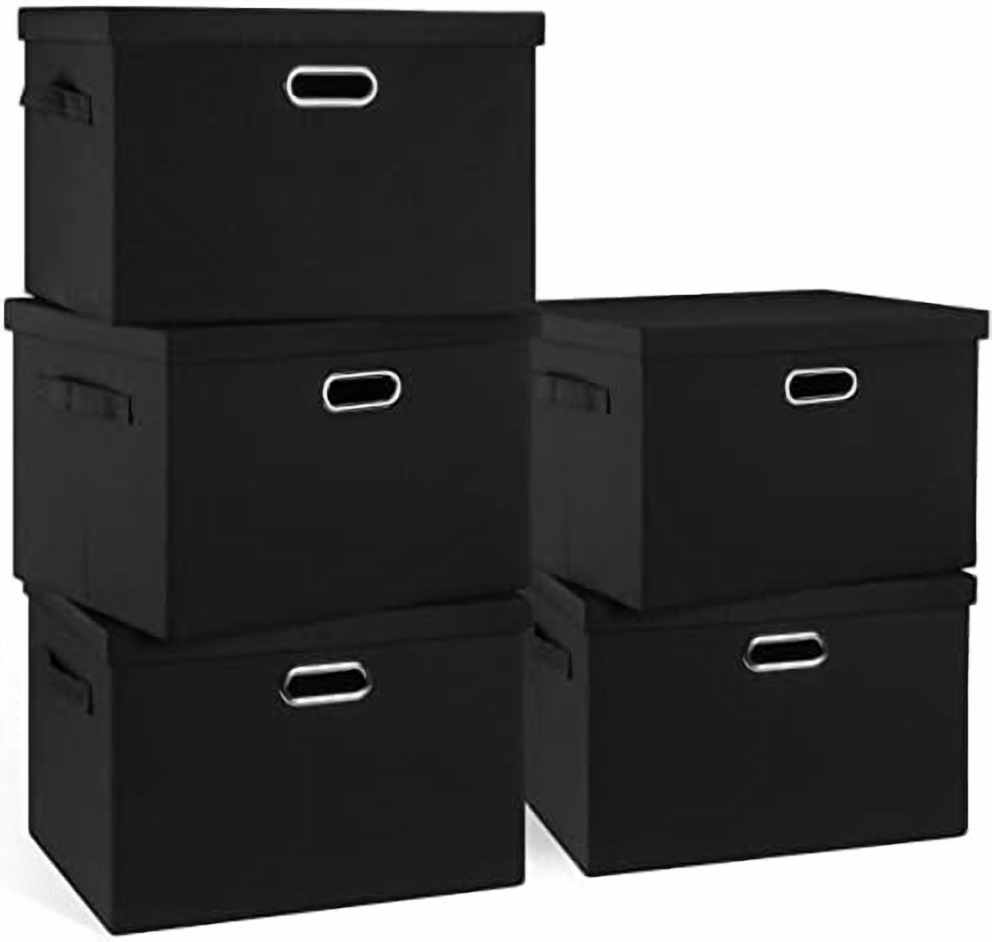 Large 17" 36 Quart Collapsible Stackable Storage Bins with Lids, 5 ...