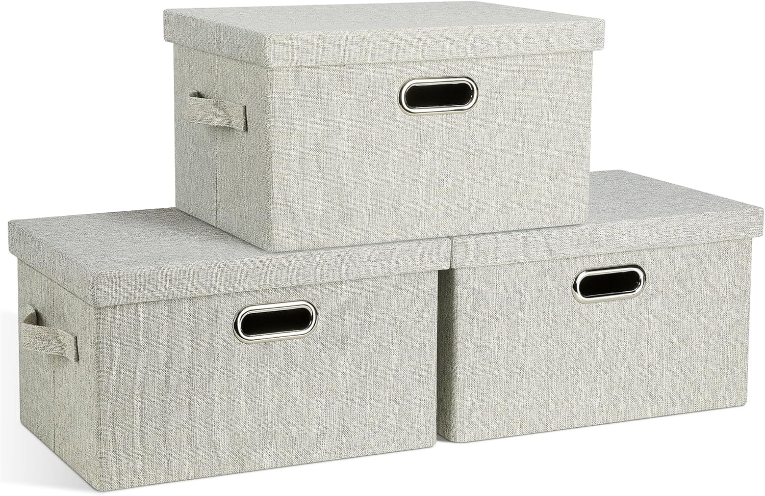 Large 17" 36 Quart Collapsible Stackable Storage Bins with Lids, 3 ...