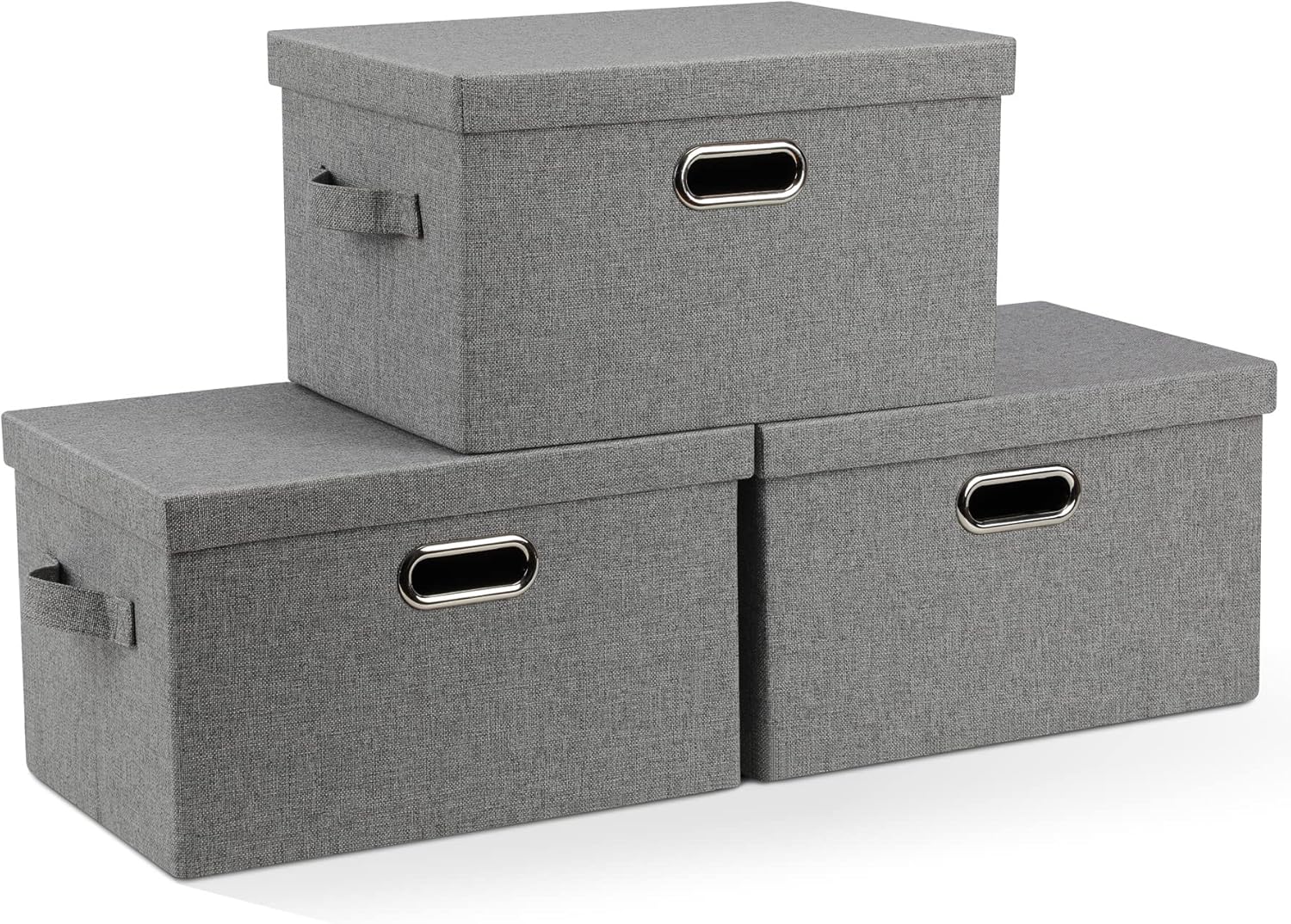 Large 17" 36 Quart Collapsible Stackable Storage Bins with Lids, 3 ...
