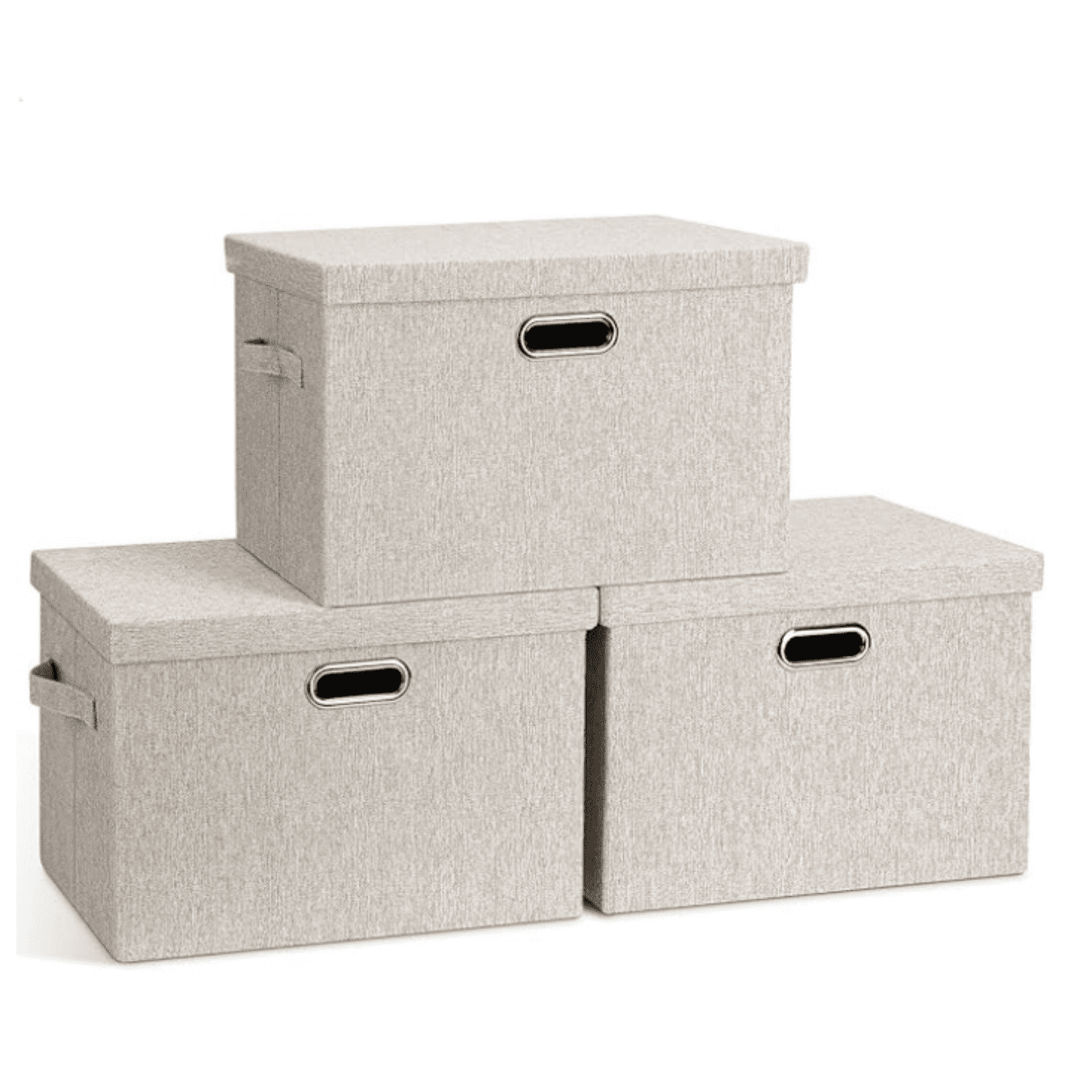 Large 17" 36 Quart Collapsible Stackable Storage Bins with Lids, 3 ...