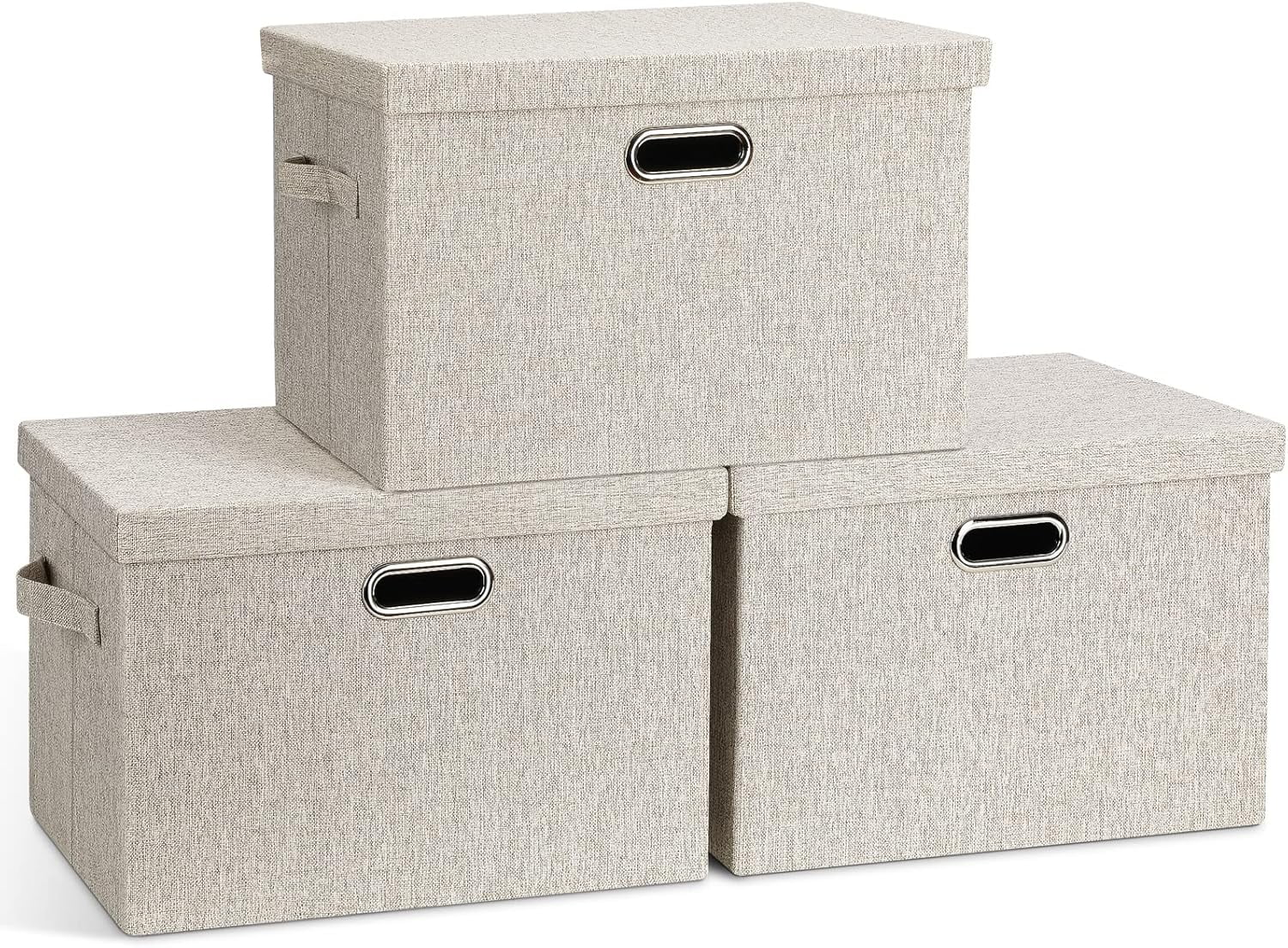 Large 17" 36 Quart Collapsible Stackable Storage Bins with Lids, 3 ...