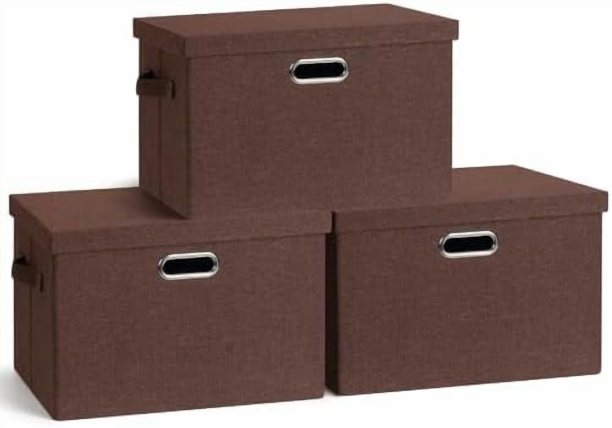 Large 17" 36 Quart Collapsible Stackable Storage Bins with Lids, 3 ...