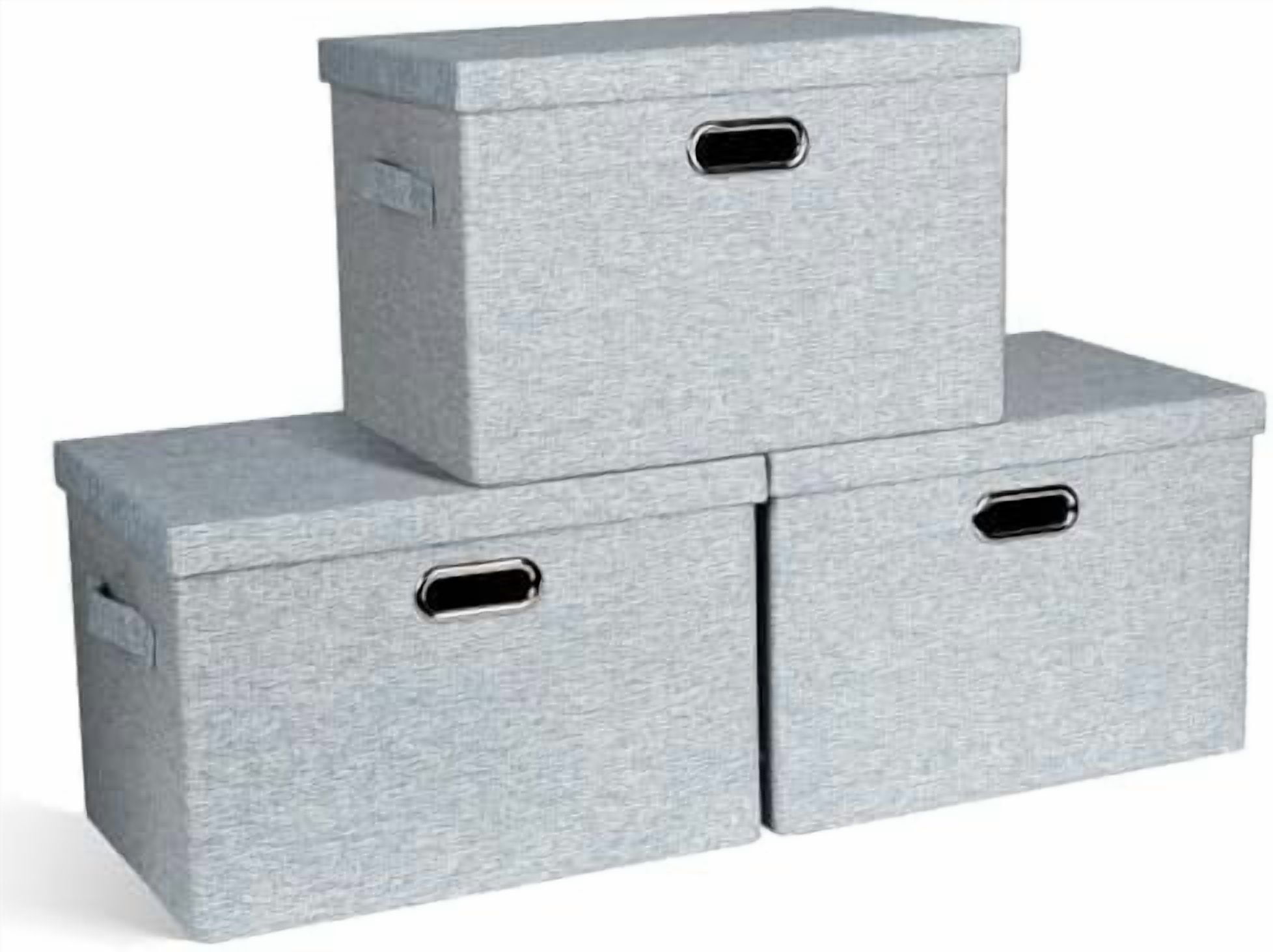 Large 17" 36 Quart Collapsible Stackable Storage Bins with Lids, 3 ...