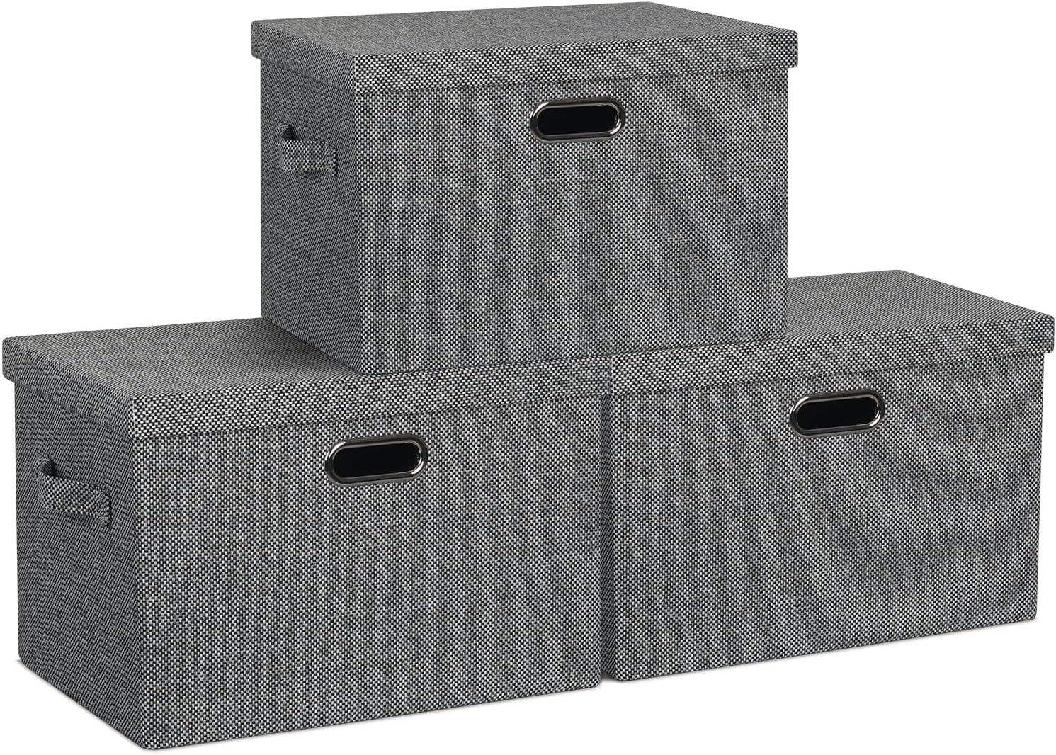 Large 17" 36 Quart Collapsible Stackable Storage Bins with Lids, 3 ...