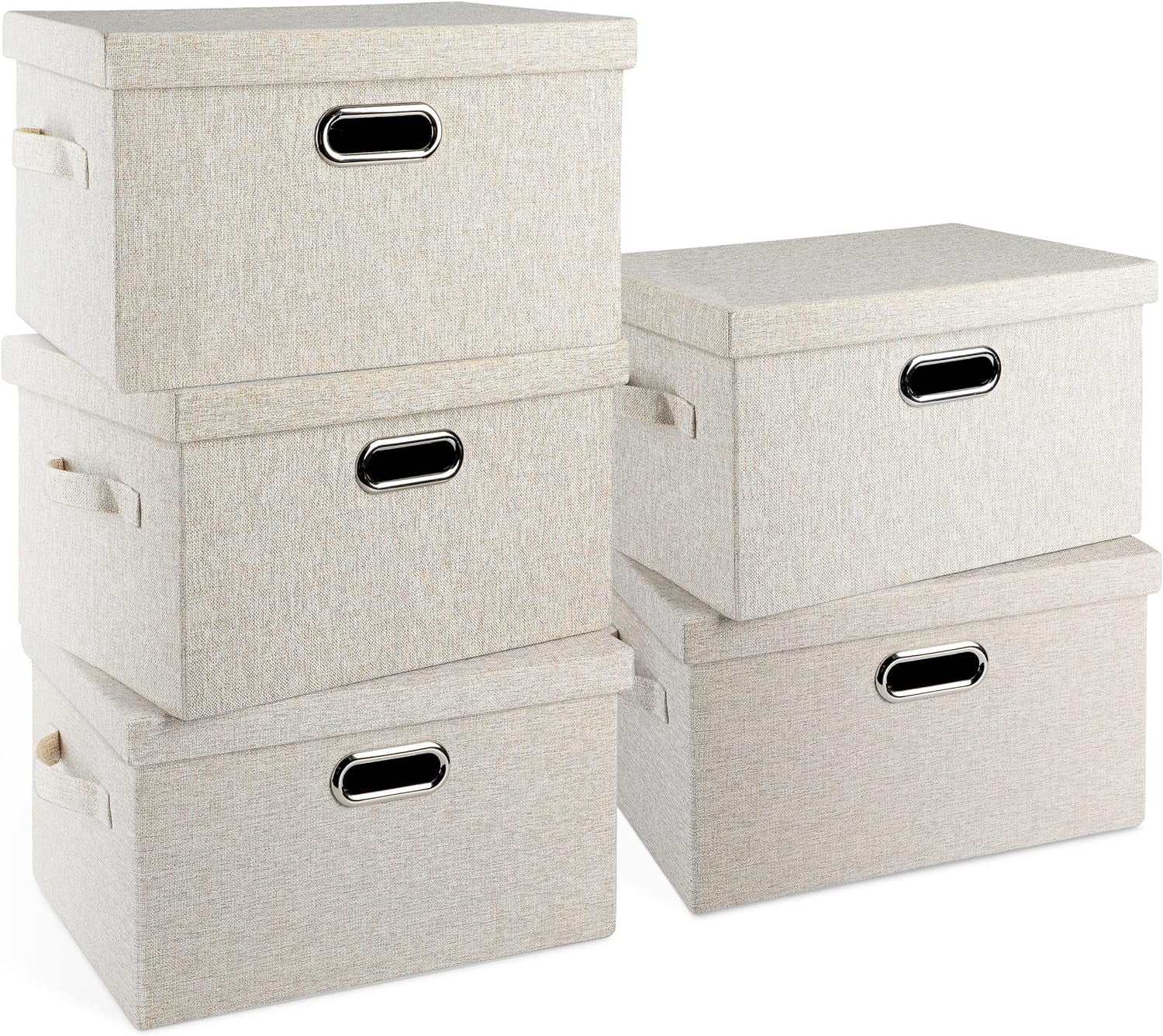Large 17" 36 Quart Collapsible Stackable Storage Bins with Lids, 3 ...