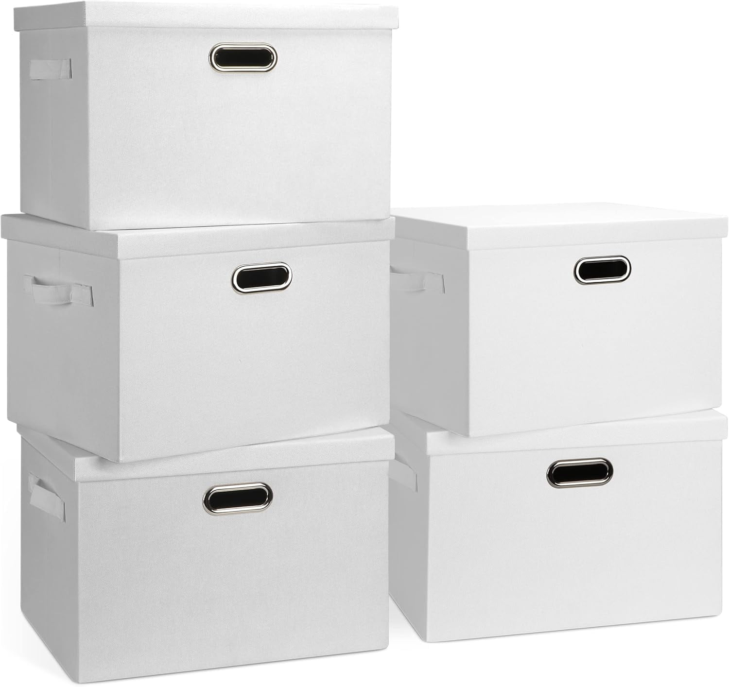 Large 17" 36 Quart Collapsible Stackable Storage Bins with Lids, 5 ...