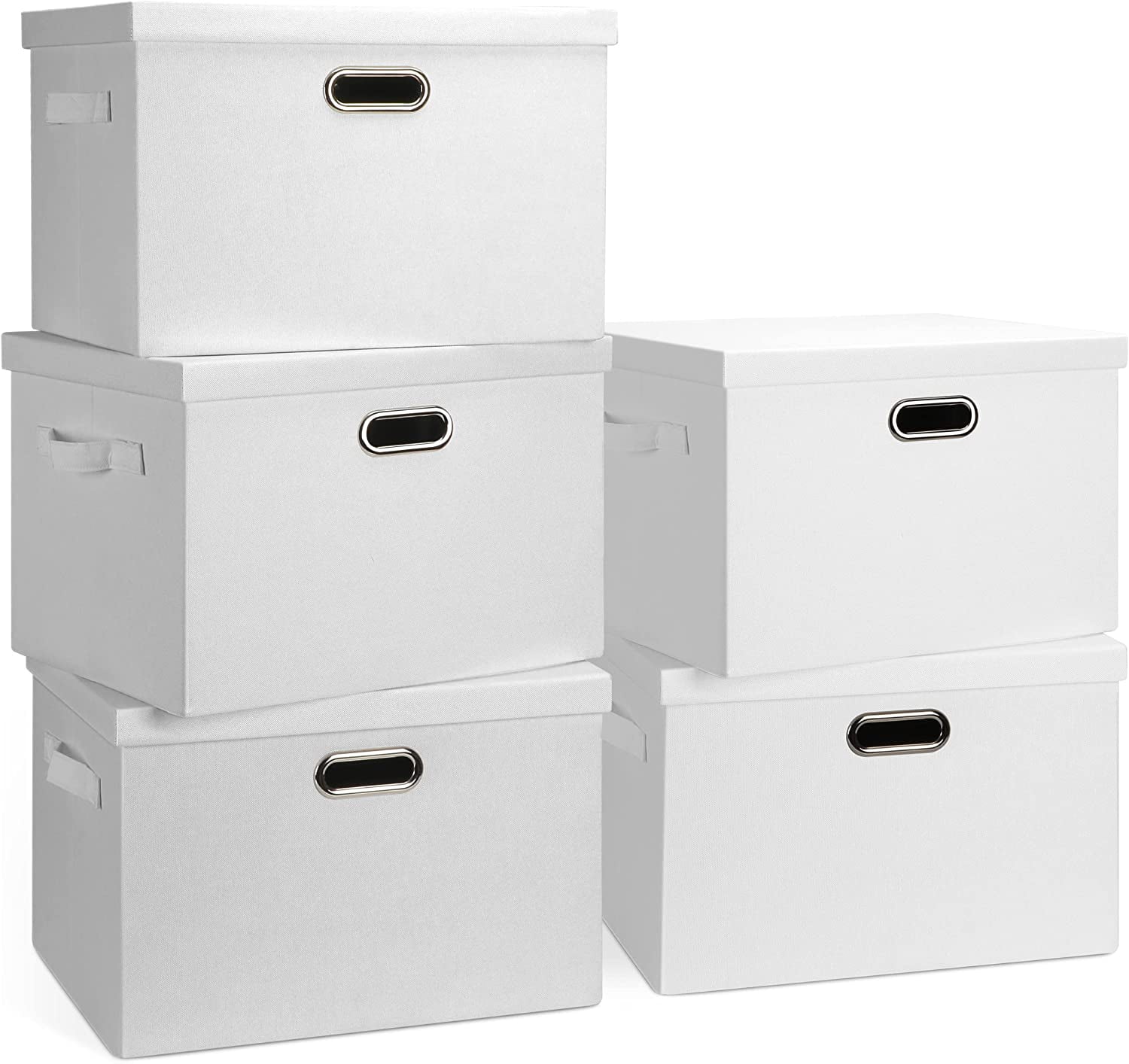 Large 17" 36 Quart Collapsible Stackable Storage Bins with Lids, 5 ...