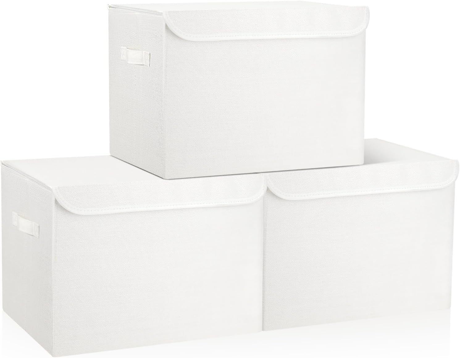 Large 17" 42 Quarts Collapsible Stackable Storage Bins with Lids [3 ...