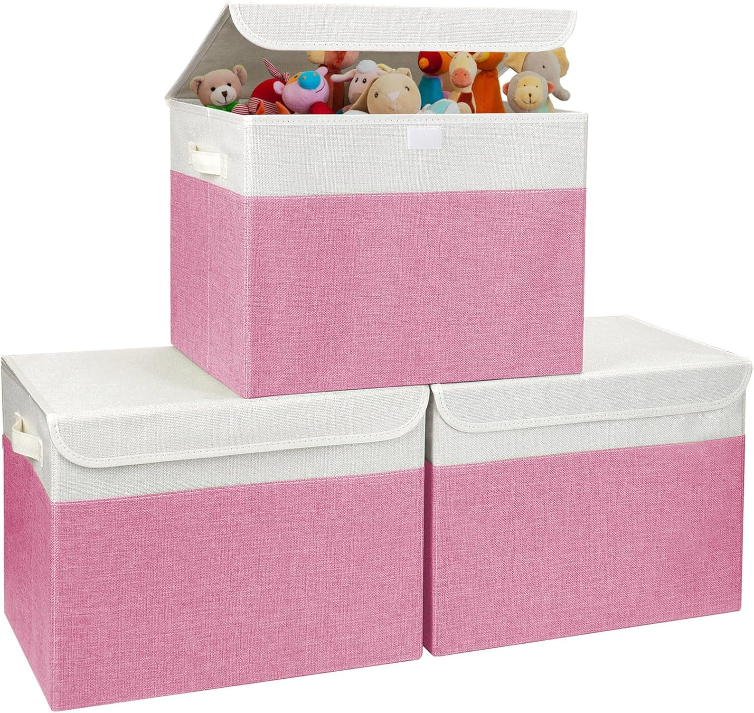 Large 17" 42 Quarts Collapsible Stackable Storage Bins with Lids [3 ...