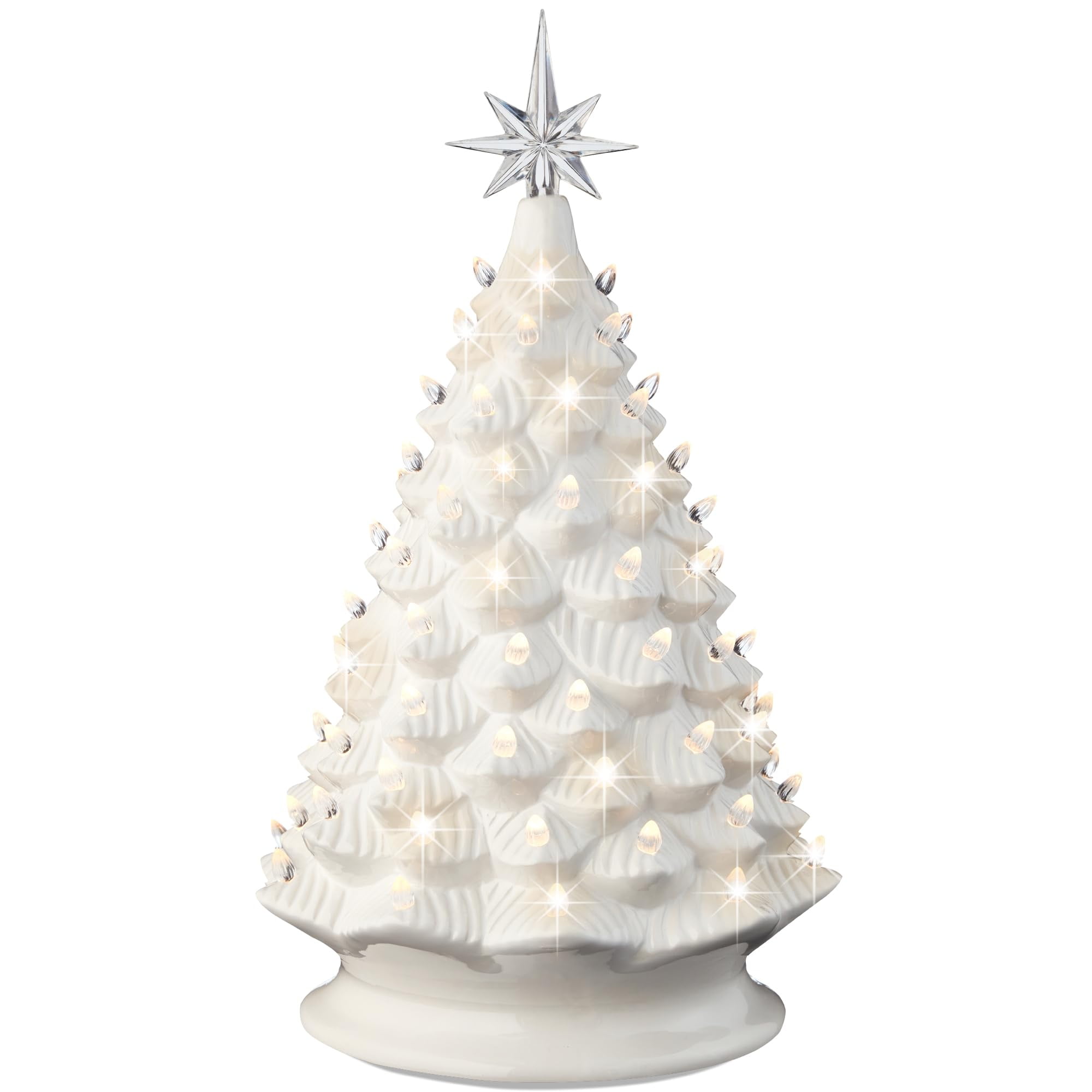 18in Large Ceramic Christmas Tree, Pre-lit Hand-Painted Holiday ...