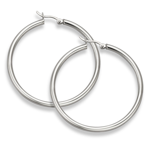 Large 2 5/16 Inch Hoop Earrings in Sterling Silver 3mm - Walmart.com
