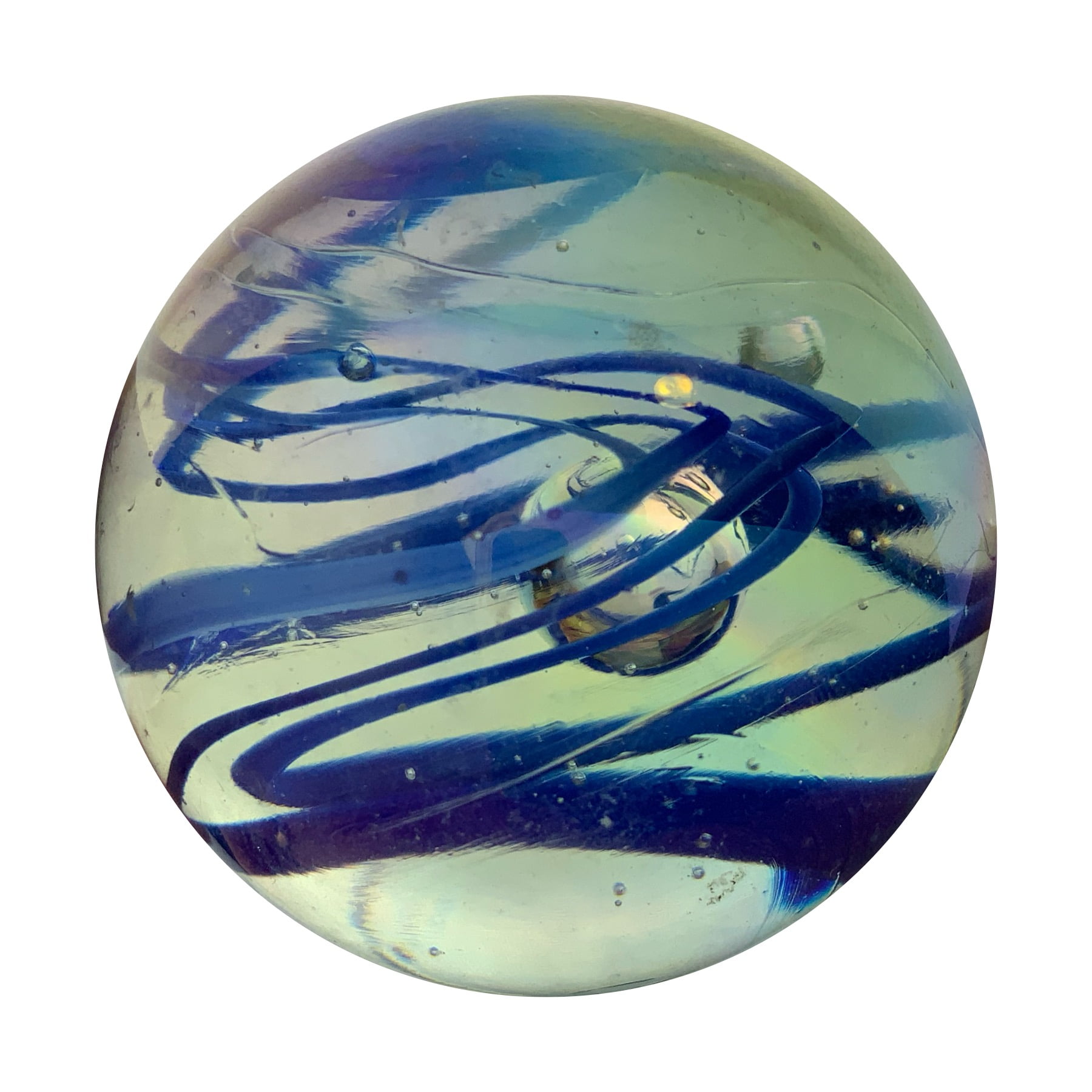 Large 2" (50mm) Blue Spaghetti Toe Breaker Bubble Toy Marble Glass Huge ...