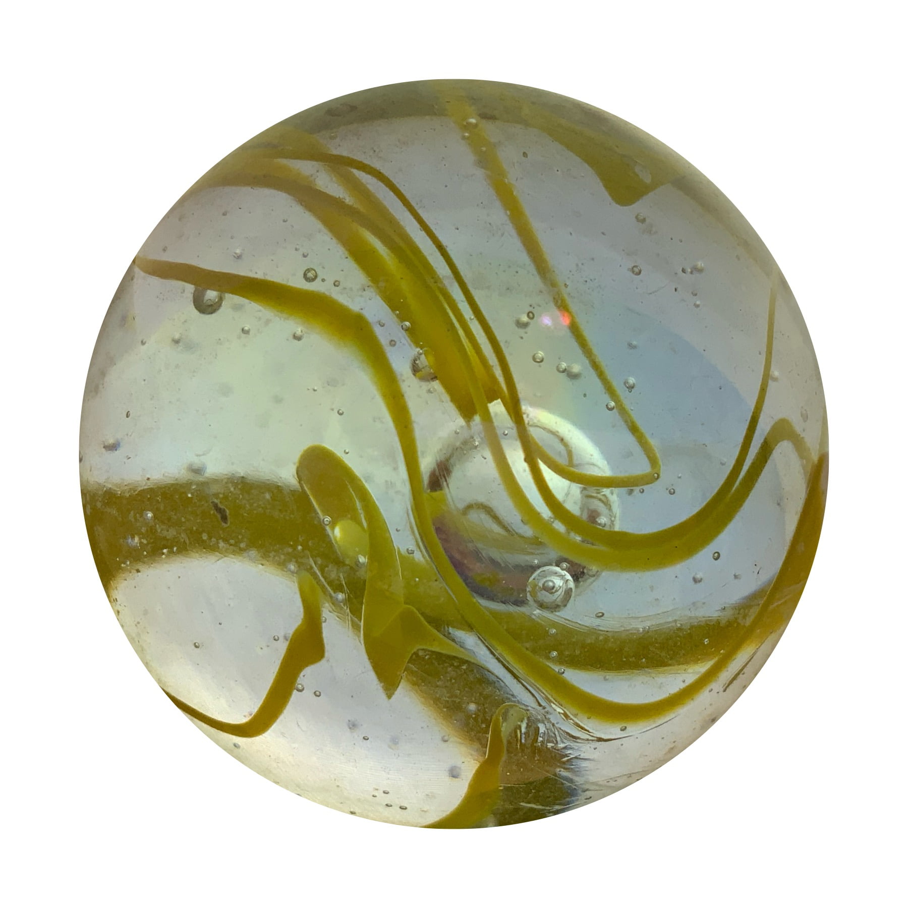 Large 2" (50mm) Yellow Spaghetti Toe Breaker Toy Marble Bubble Glass ...