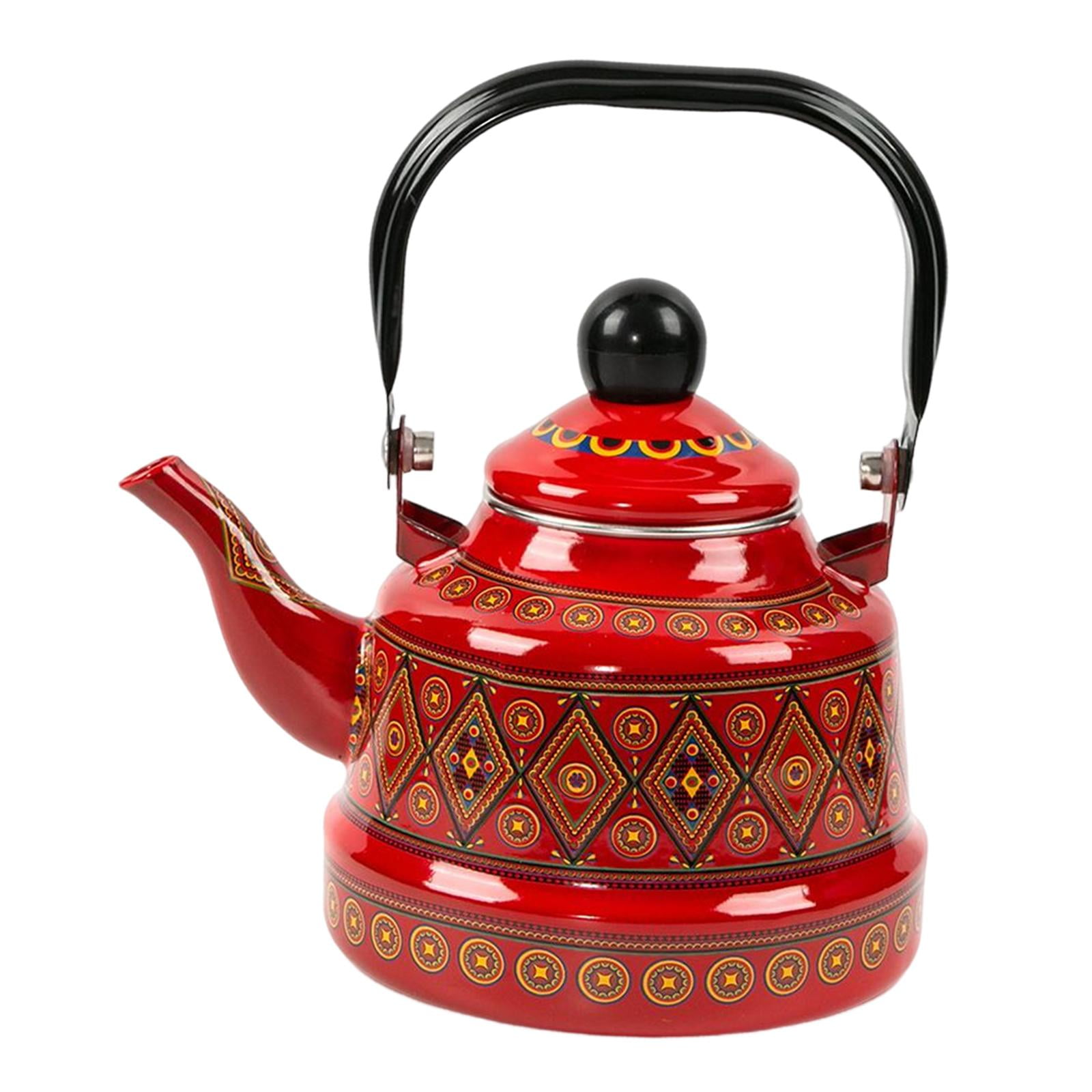 Large 2.5L Enameled Tea Kettle Tea Pot Easy Clean No Whistling Cookware ...