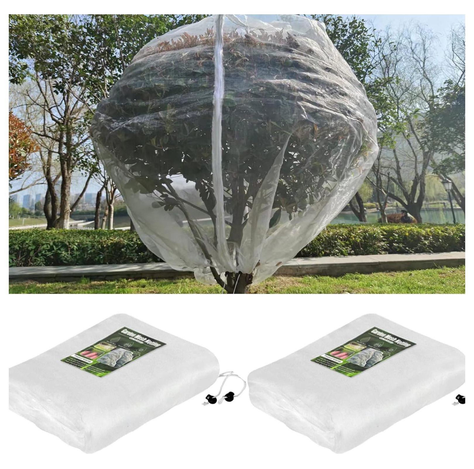 Large 2 Packs Fruit Tree Netting Bags with Zipper and Drawstring, Insect Barrier Netting Plant ...