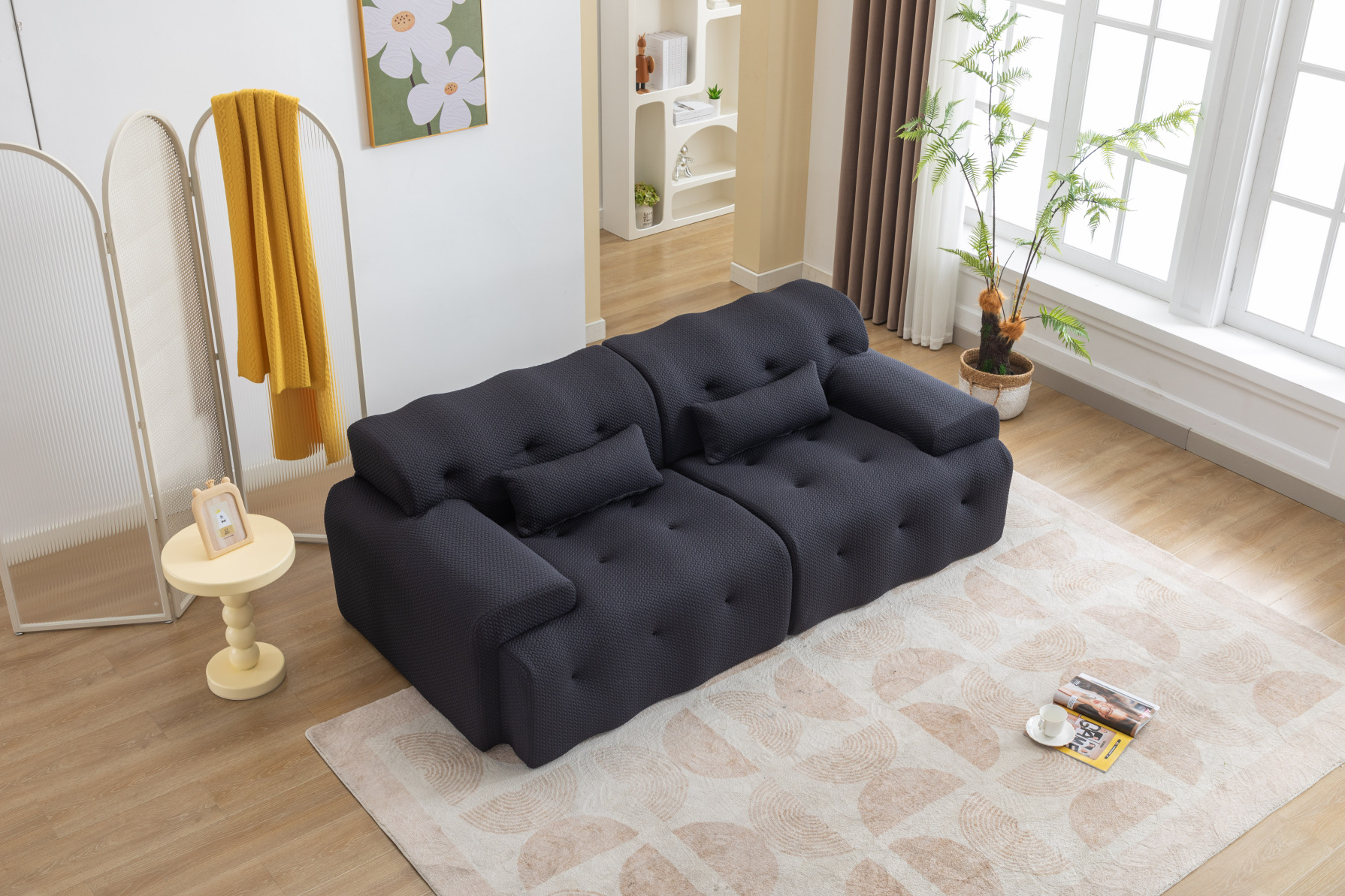 Large 2-Seater Sofa with Pure Foam Comfort, Modern Lounge Design for ...