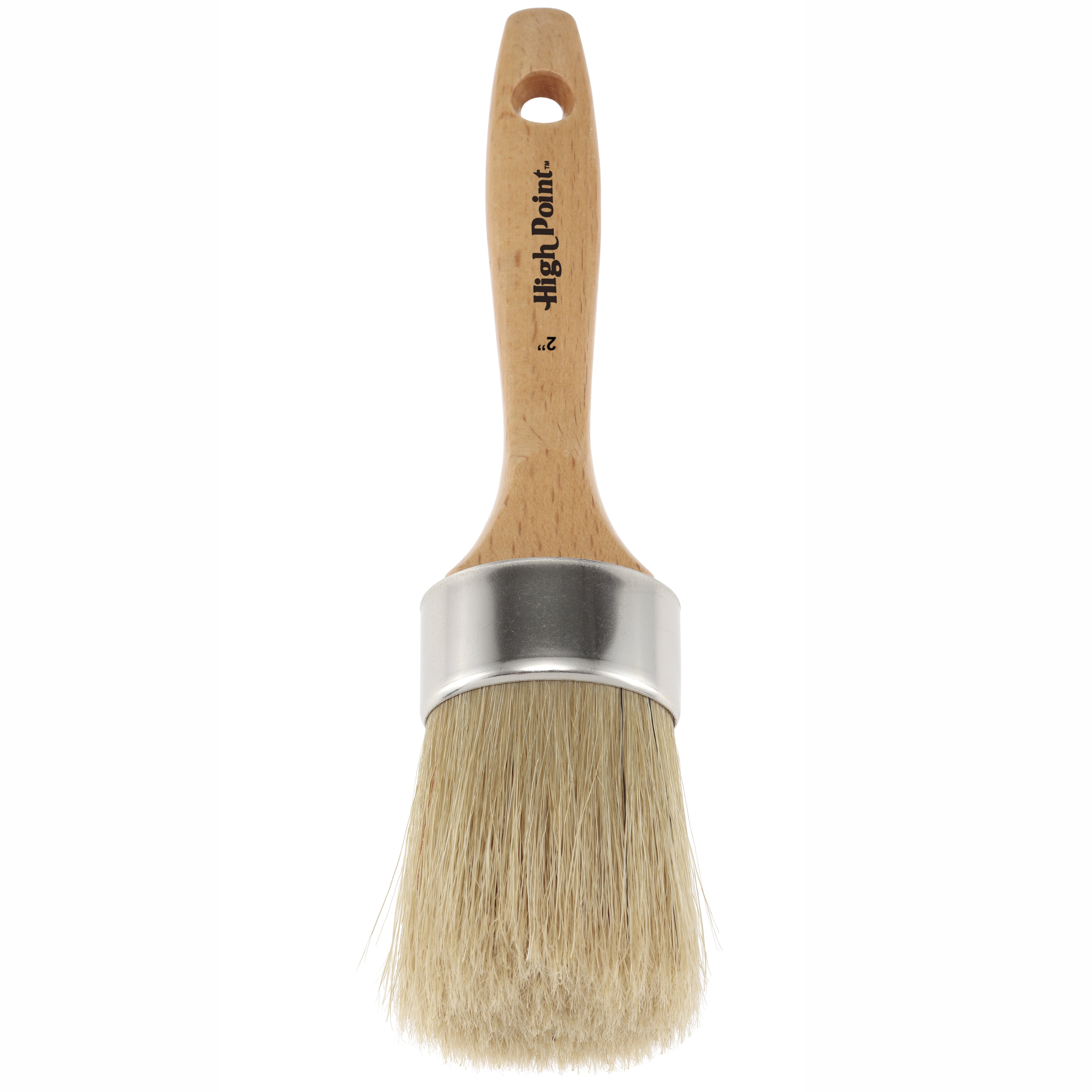 Large 2-in-1 Round Chalk & Wax Finishing Brush All Natural Hog Bristles ...