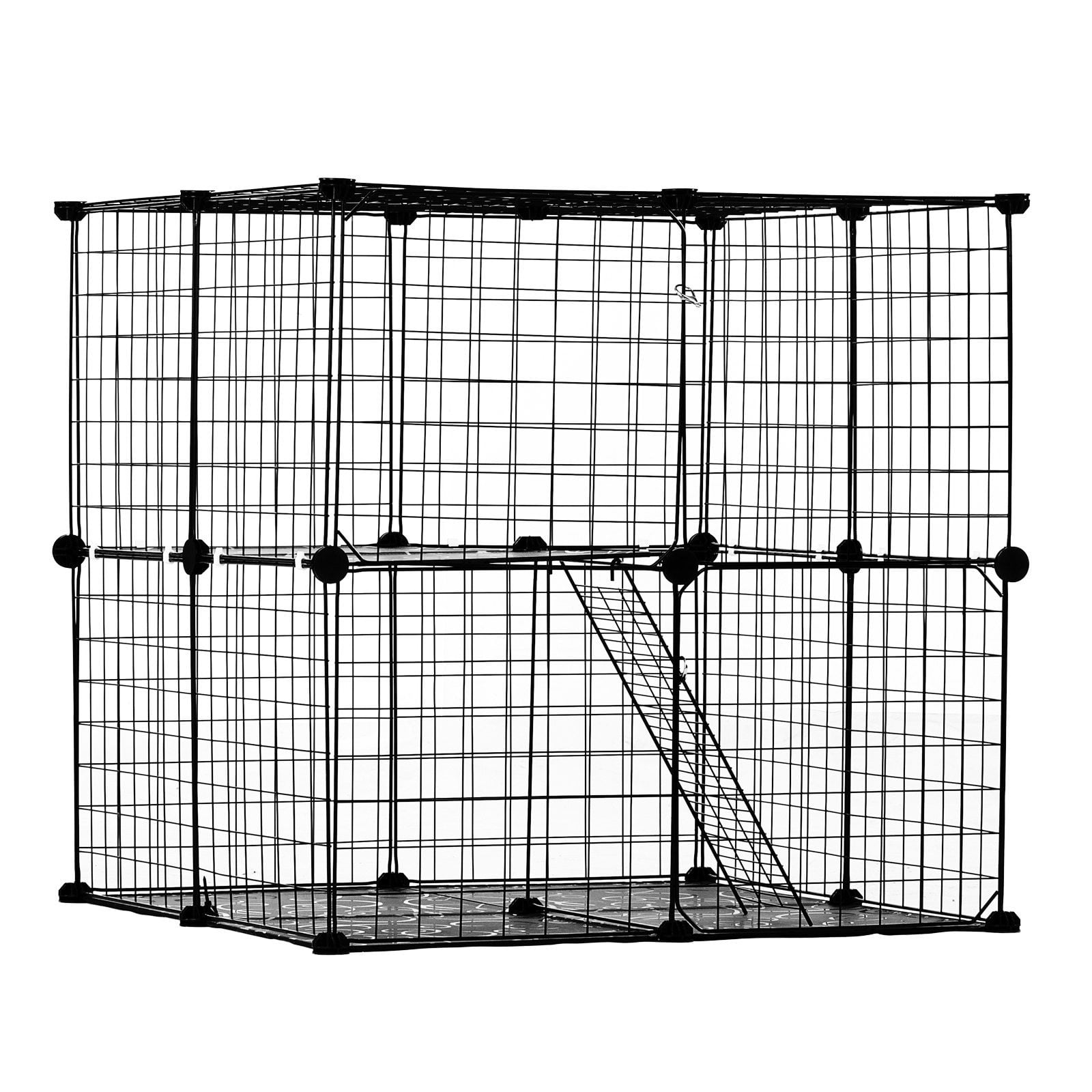 Large 2-tier Cat Cage 28 x 28 x 28" Metal Wire Playpen Catio with ...