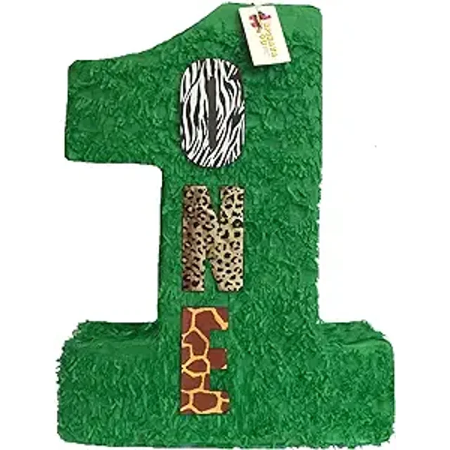 Large 20” Green Number One Pinata Safari Theme Zoo Animals Party First ...