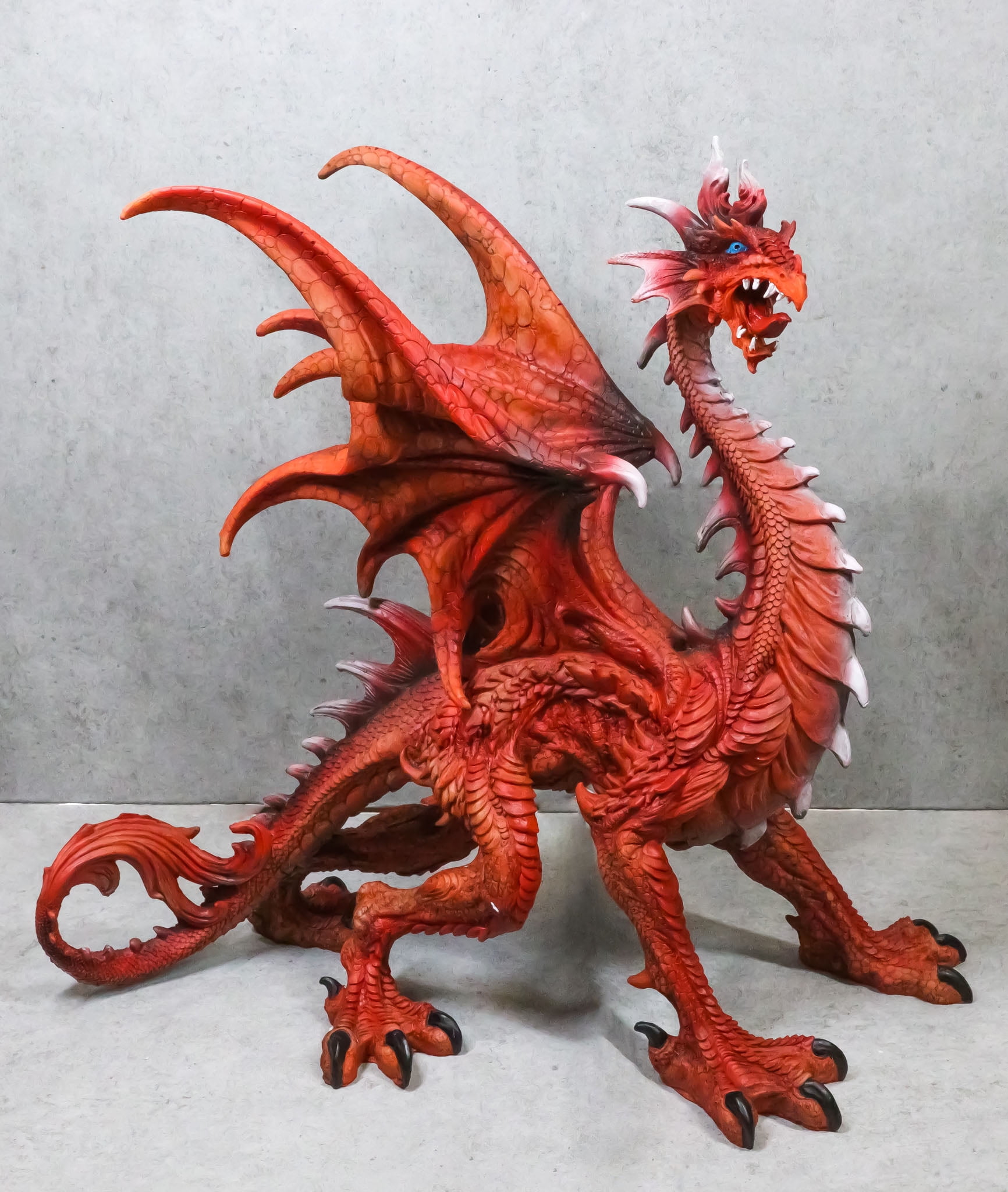Large 20"H Red Fire Elemental Pyre Dragon With Spikes And Armor Scales ...