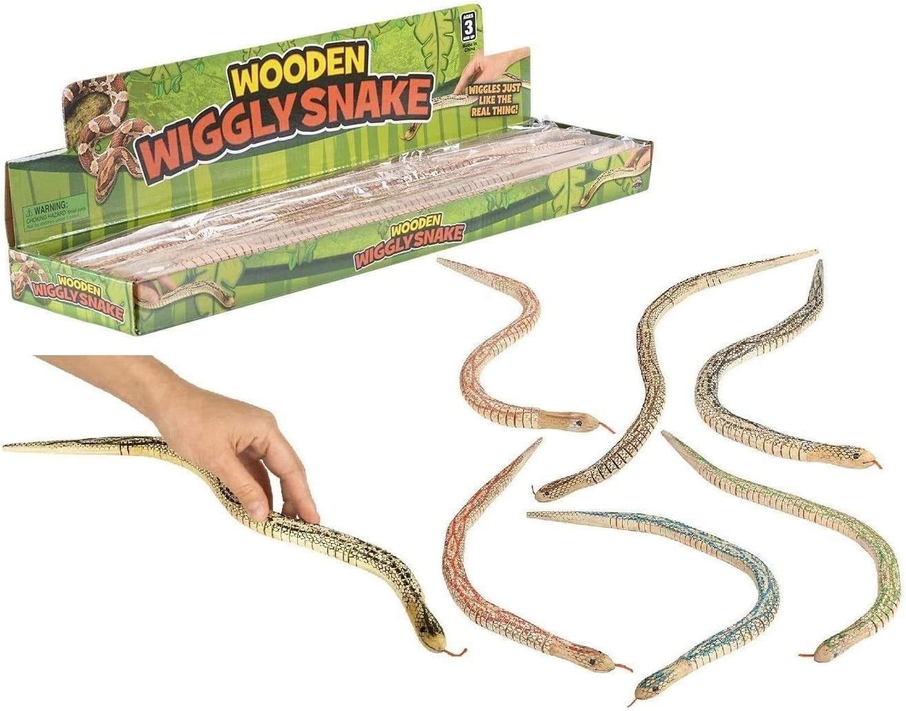 Large 20" Wooden Wiggly Snake (12 Pack) Wiggles just Like The Real ...