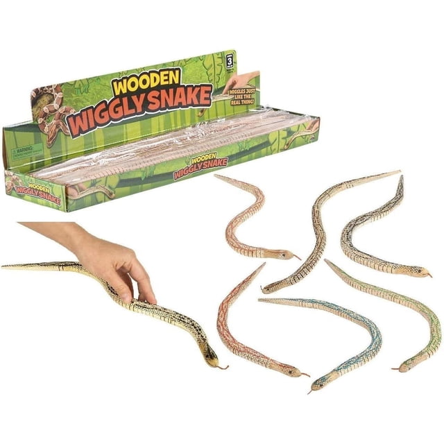 Large 20" Wooden Wiggly Snake (12 Pack) Wiggles just Like The Real ...