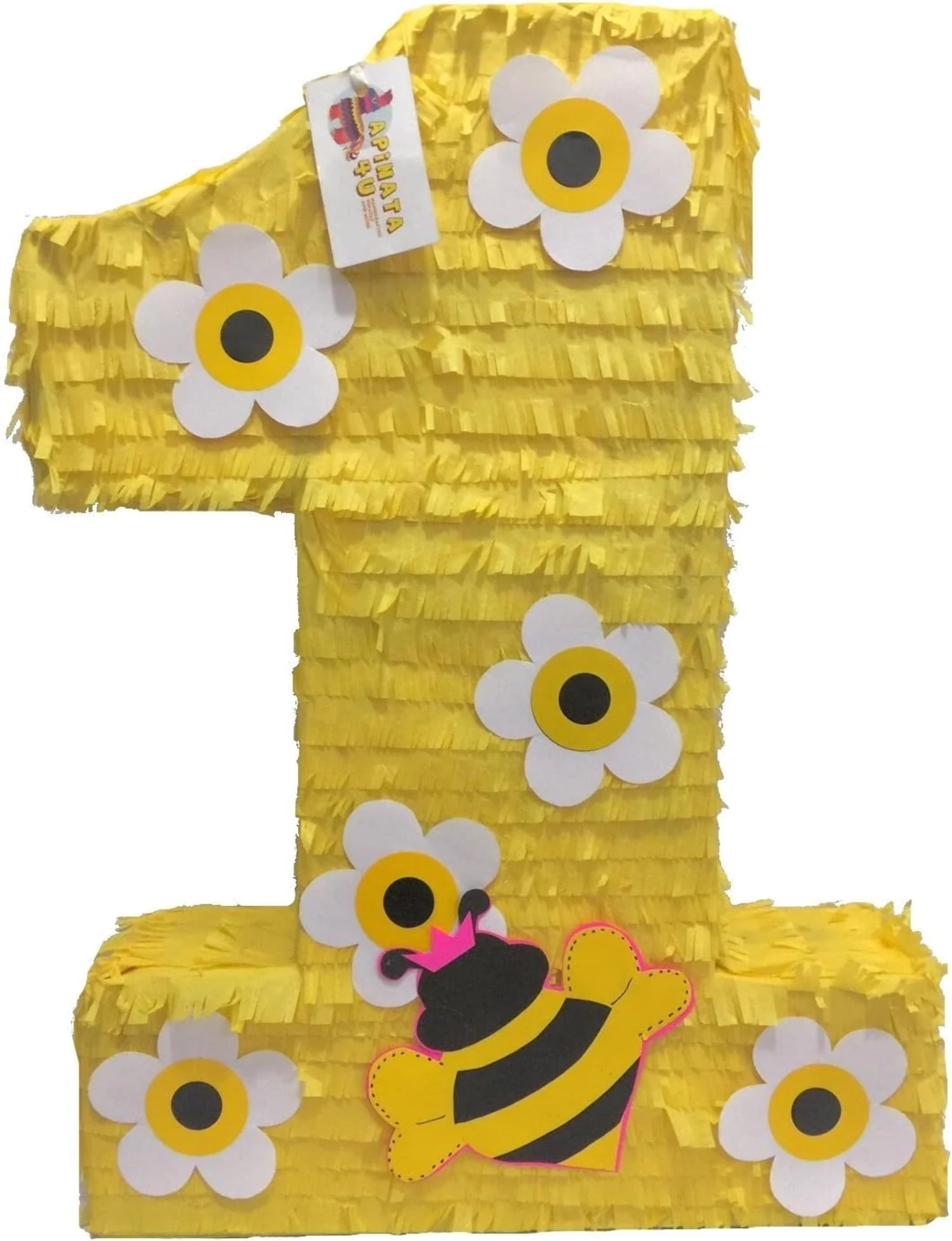 Large 20" Yellow Number One Pinata Queen Bee Theme Bumblebee Party ...