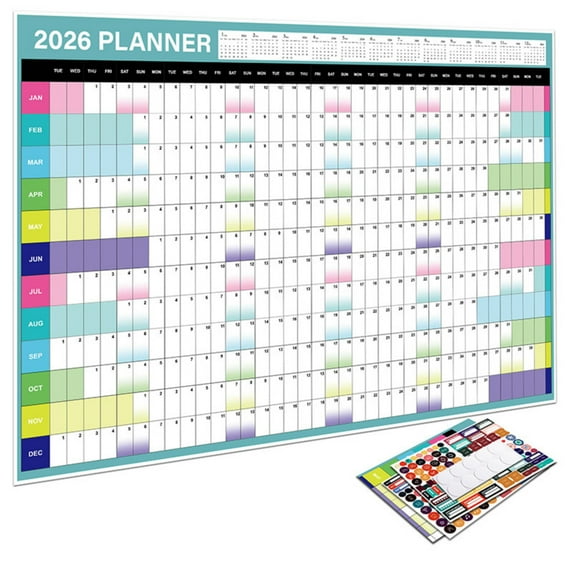 Large 2026 Rainbow Wall Calendar Includes Detachable Sticker Paper ...
