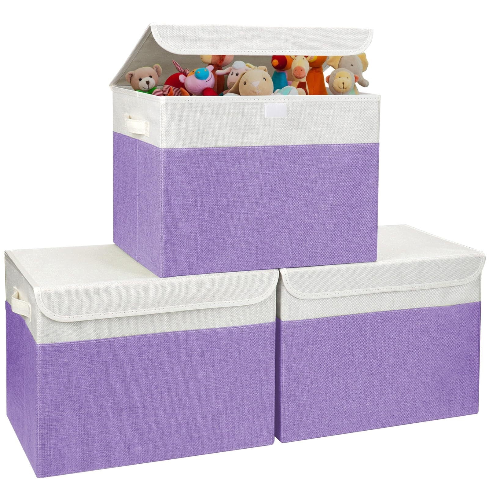 Large 22 Quart Linen Fabric Foldable Storage Bin Cube Organizer Basket ...