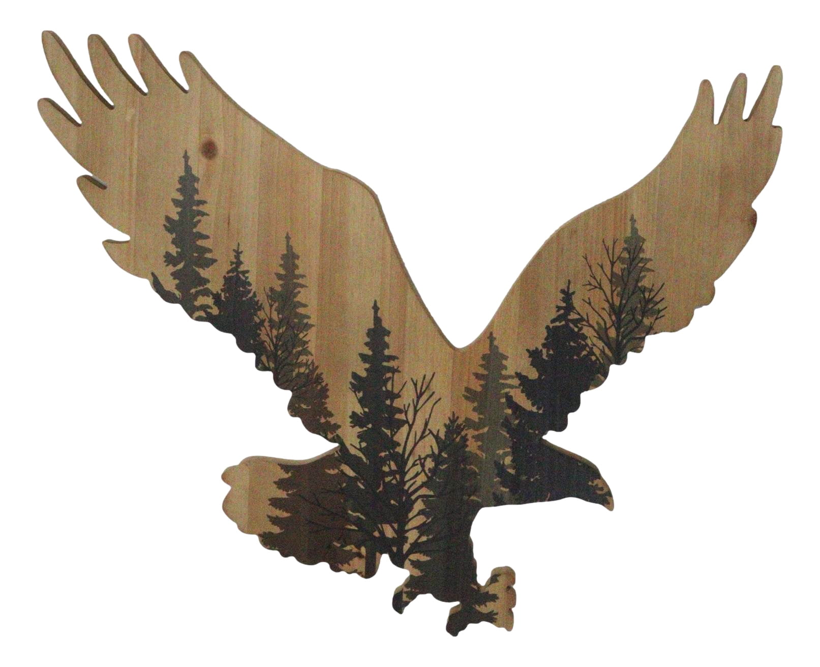 Large 23"L Bald Eagle Swooping With Pine Trees Forest Wooden Wall Decor ...