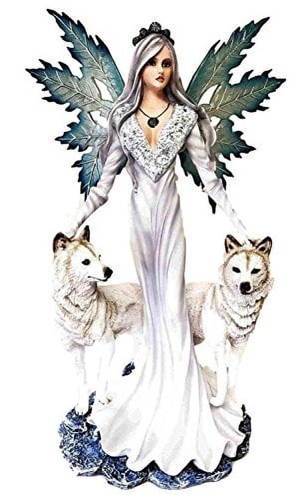 Large 23" Tall Blizzard Frost Flake Fairy With Two Snow Pet Wolves ...