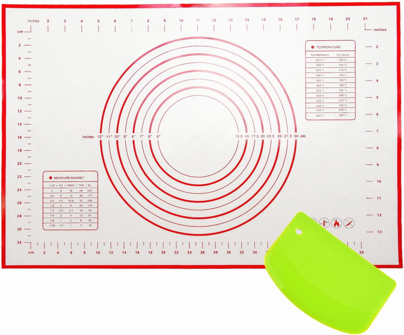 Large 24" x 16" Silicone Baking Mat | Non-Slip Pastry & Dough Mat with ...