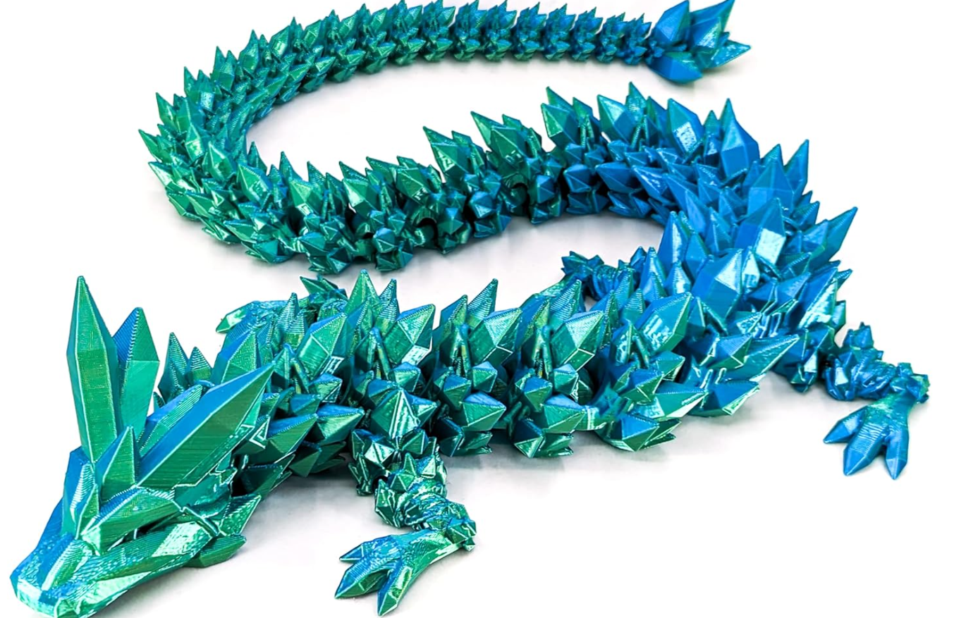 Large 24" A-rticulated Crystal Dragon - Multi-Color 3D Printed Dragon ...