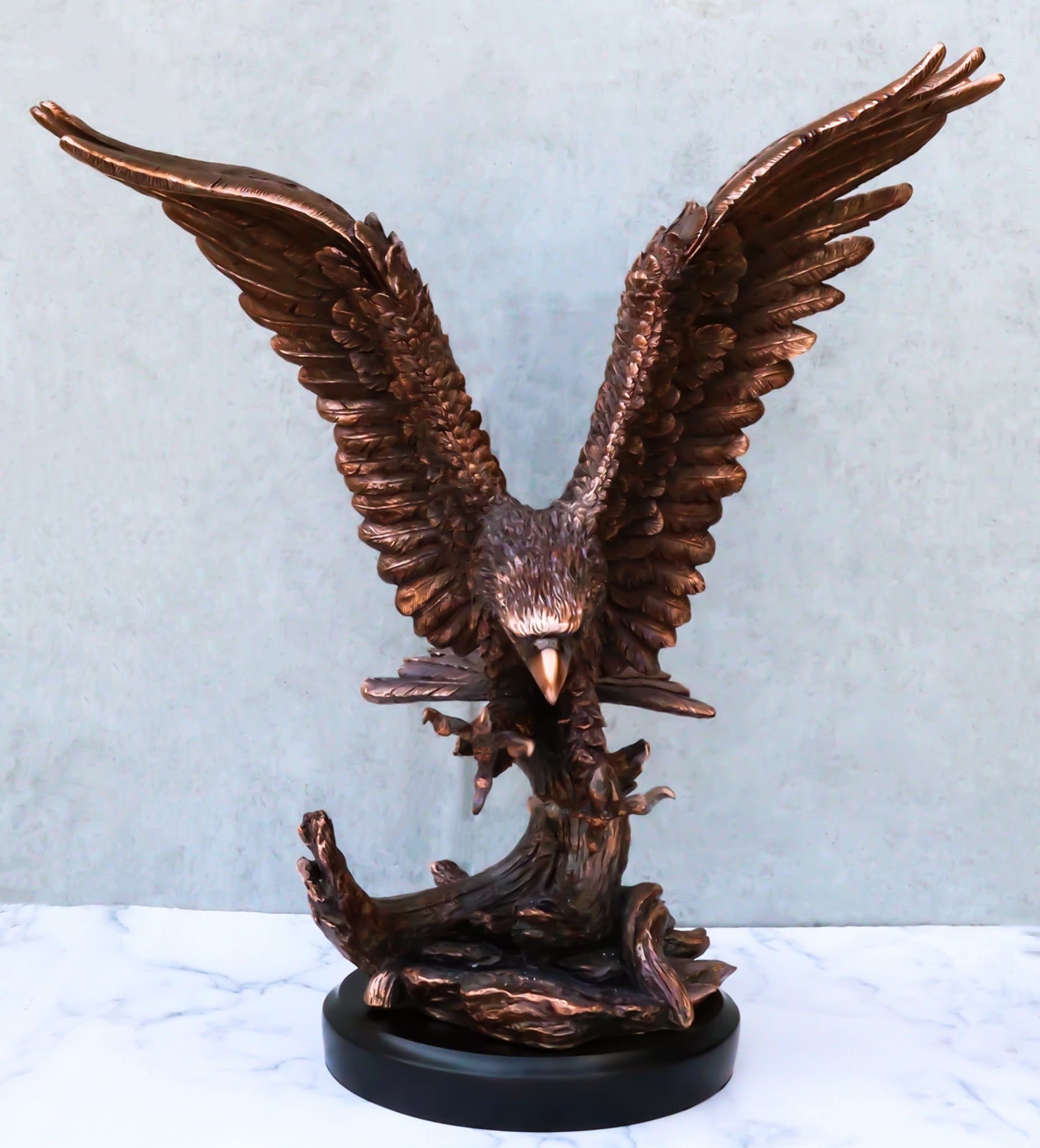 "Large 24""H Majestic Bald Eagle Statue with Open Wings, Bronze ...