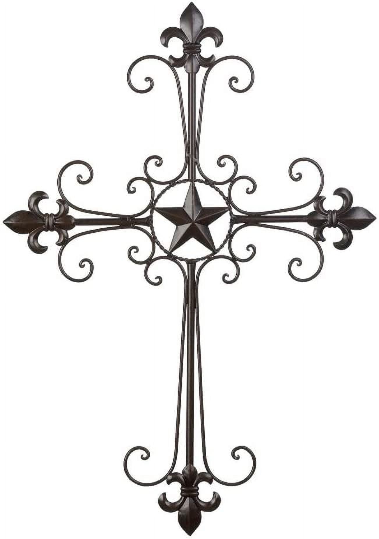 Large 24” Iron Religious Hanging Lone Star Christian Wall Cross Slender ...