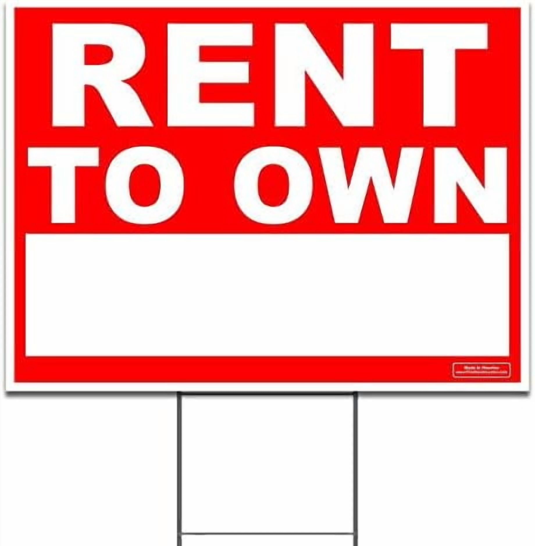 Large 24"x18" - Rent to Own Home Yard Sign/Lawn Signage with White ...