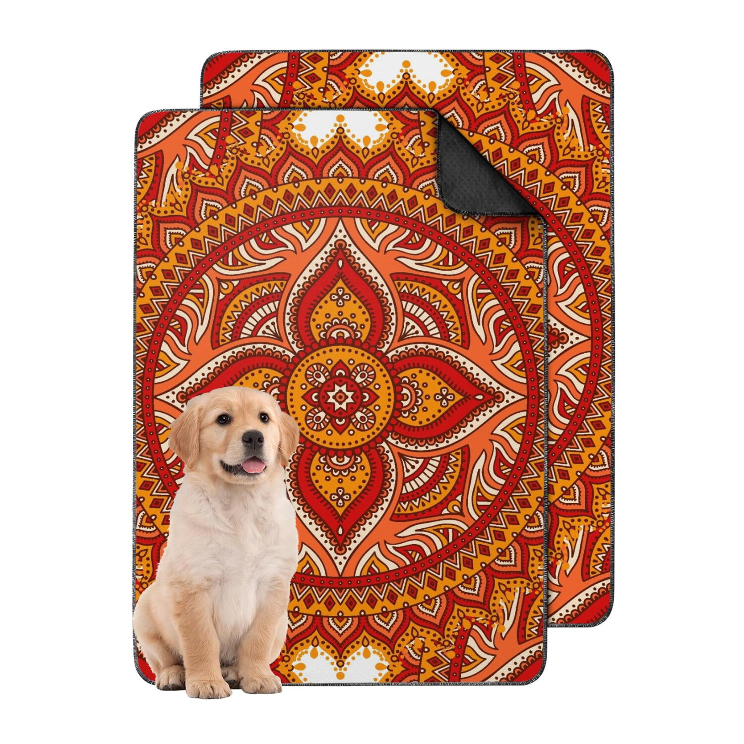 Large 24"x35" Mandala Design Washable Dog Pee Pads, Reusable Potty Pads ...