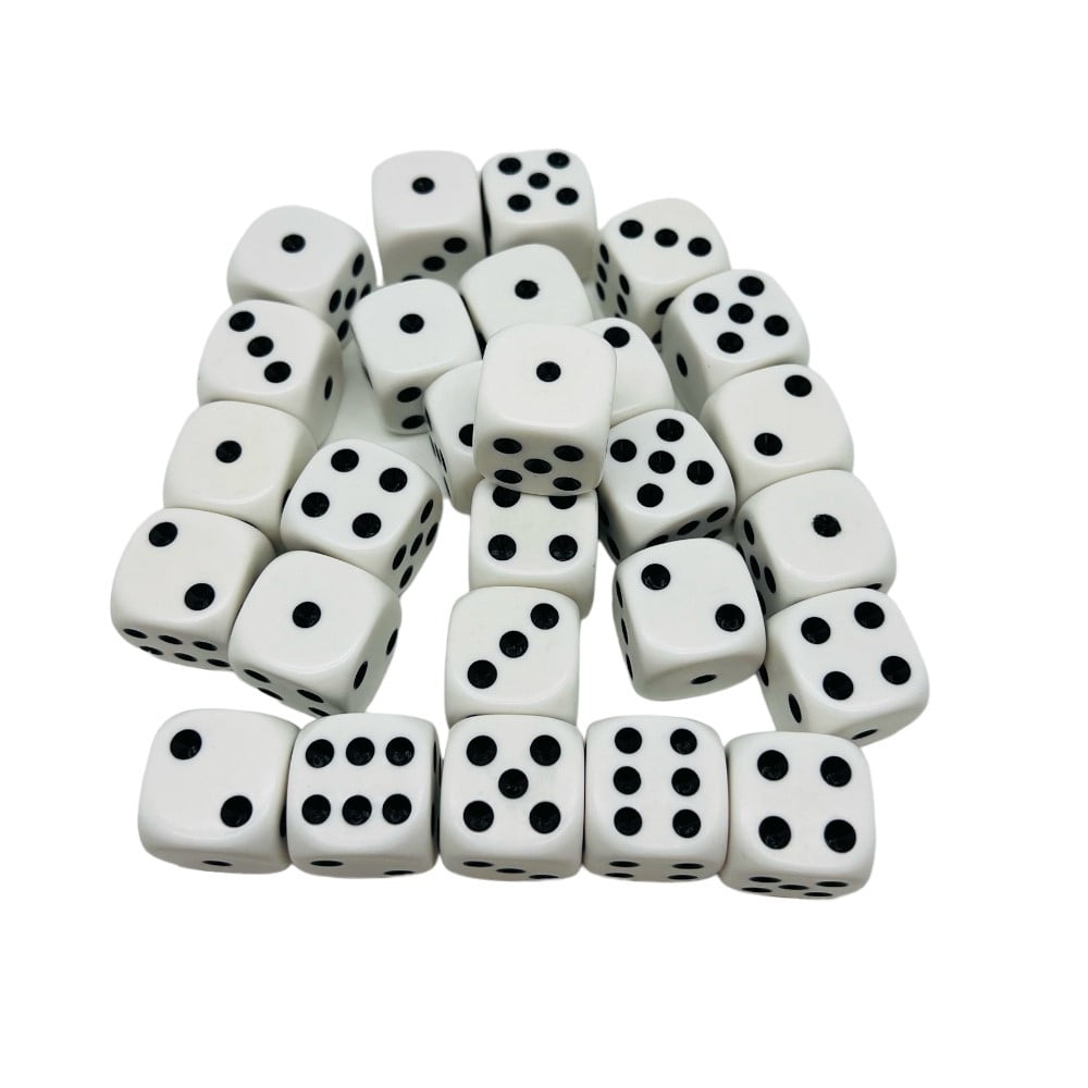 Large 25mm D6 Jumbo Dice, set of 27, white white/black pips - Walmart.com