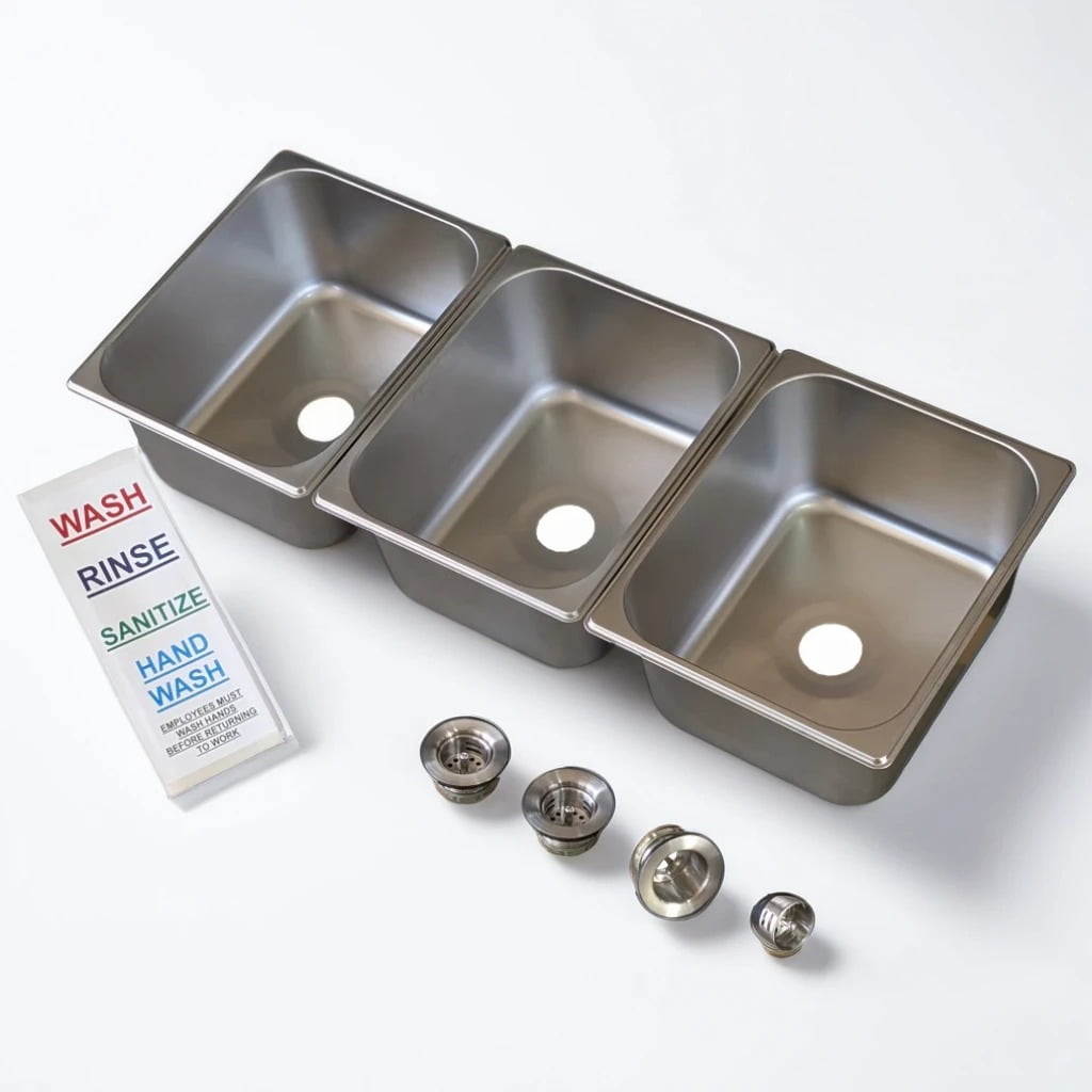 Large 3-Compartment Drop-in Stainless Steel Concession Sink Kitwith ...