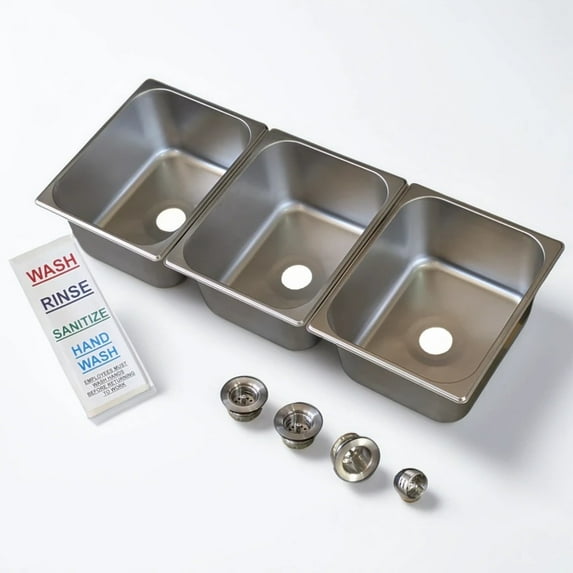 Large 3-Compartment Drop-in Stainless Steel Concession Sink Kitwith ...