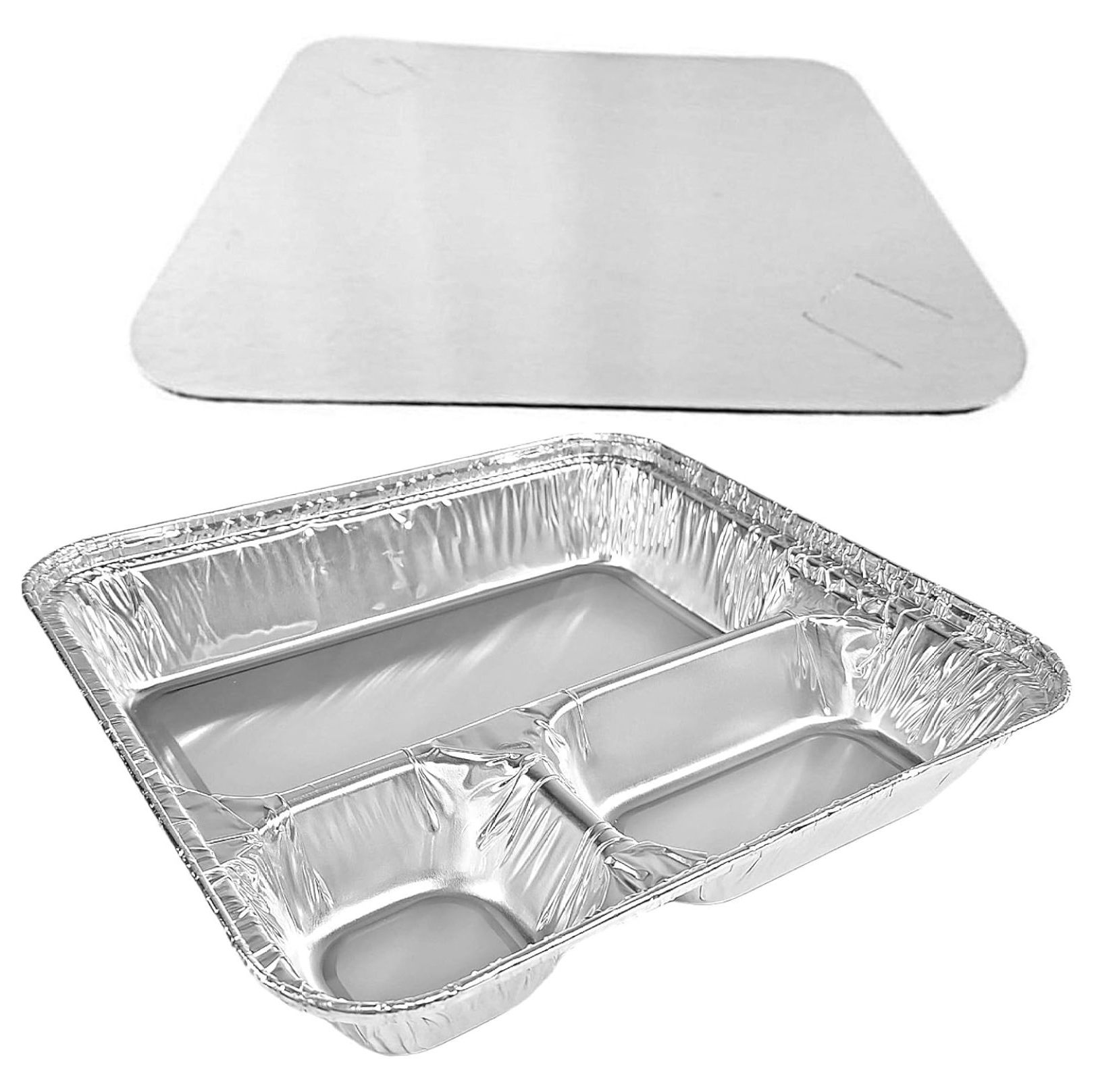 Large 3-Compartment Oblong Aluminum Take-Out Pan Senior Feeding TV ...