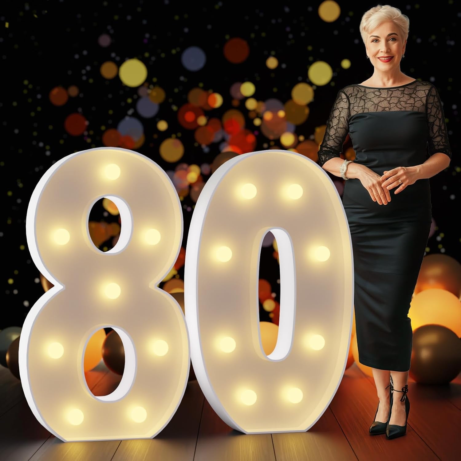 Large 3 Feet Marquee Numbers: 80th Birthday Decorations Light Up ...