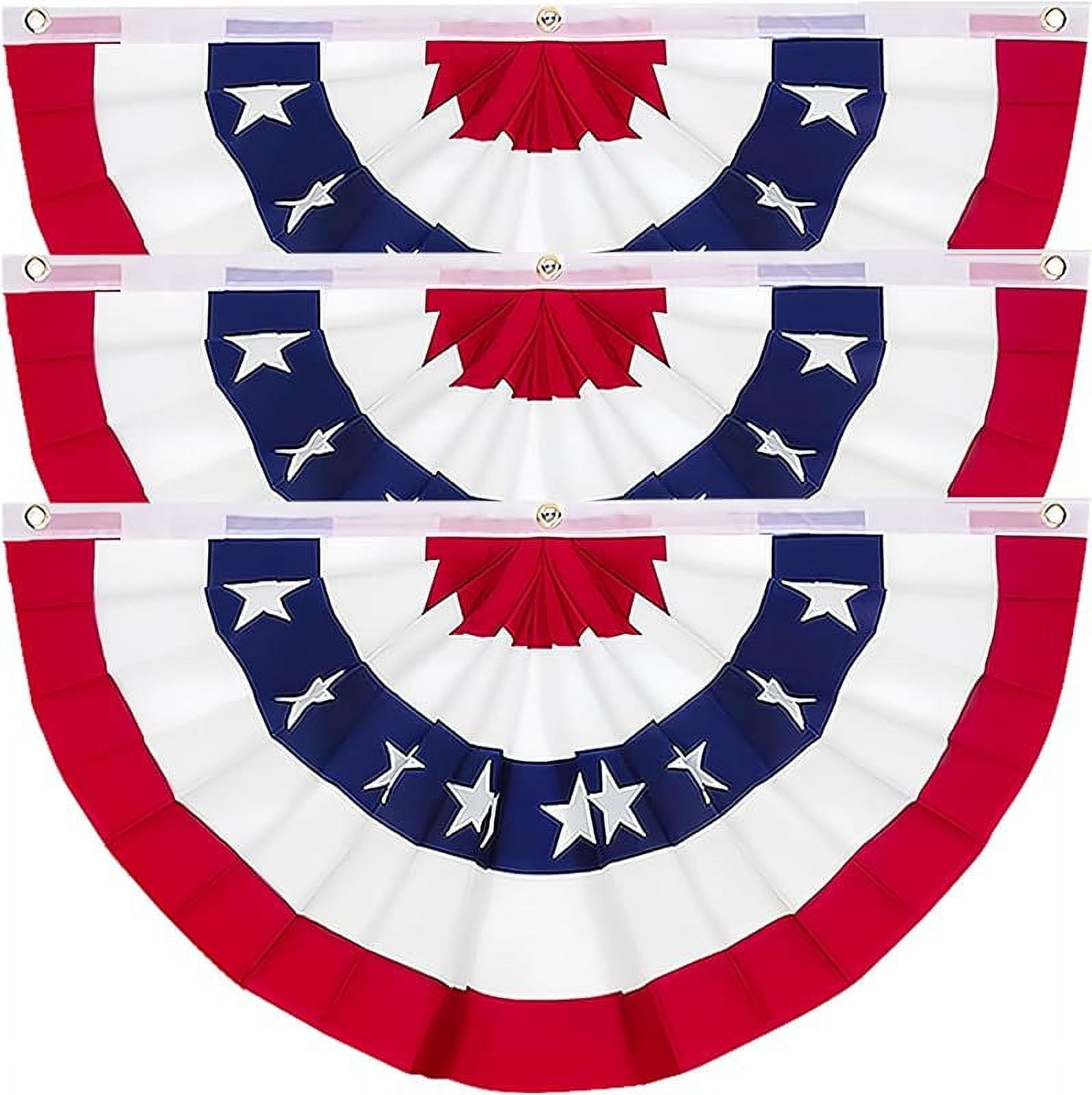 Large 3 Pack American USA Pleated Bunting Flags 3x6Ft 100% Polyester ...